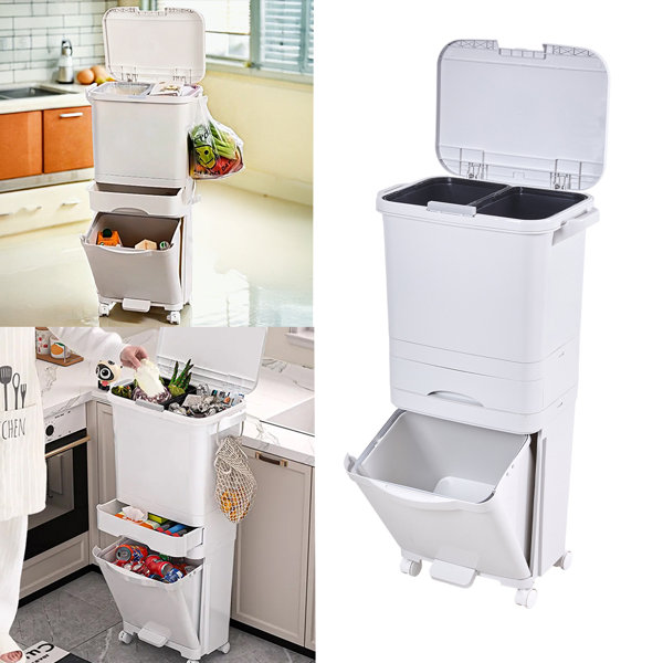 Living and Home PP Step-On, Hand Press Rubbish Bin - 49L | Wayfair.co.uk