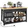 Ebern Designs 47.3" Solid Rubberwood Kitchen Island with Power Outlets ...