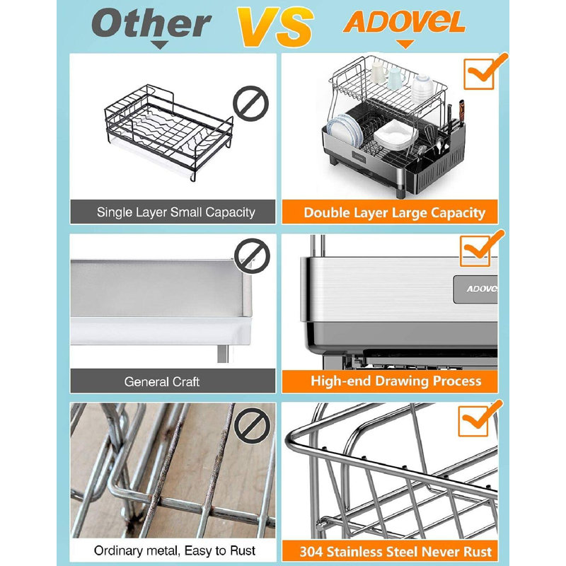 rayintelligent Stainless Steel 2 Tier Dish Rack & Reviews | Wayfair