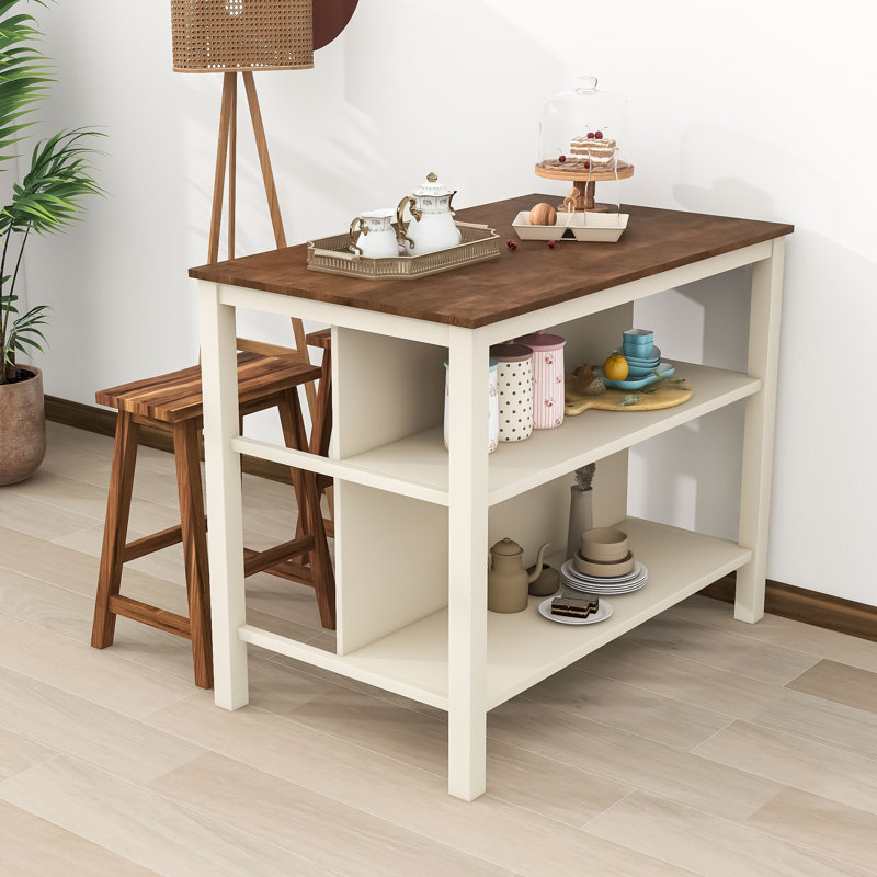 Red Barrel Studio® Rosamae Rubber Wood Butcher Block Dining Table Set ...