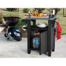 Keter Unity 40 Gal Patio Storage Grilling Bar Cart w/ Stainless Steel ...