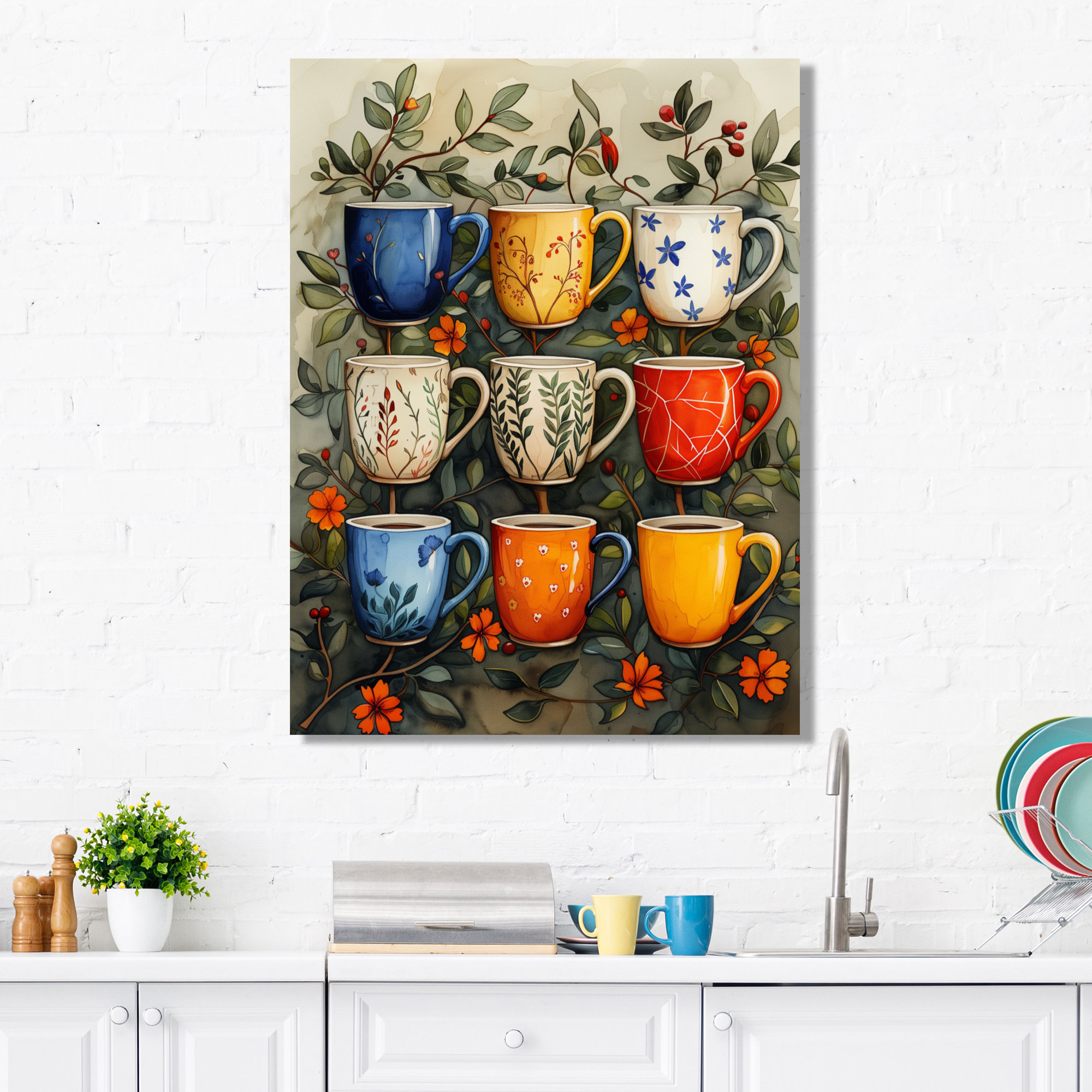 Lark Manor™ Red Blue Boho Morning Coffee Cups IV - Coffee Wall Decor ...