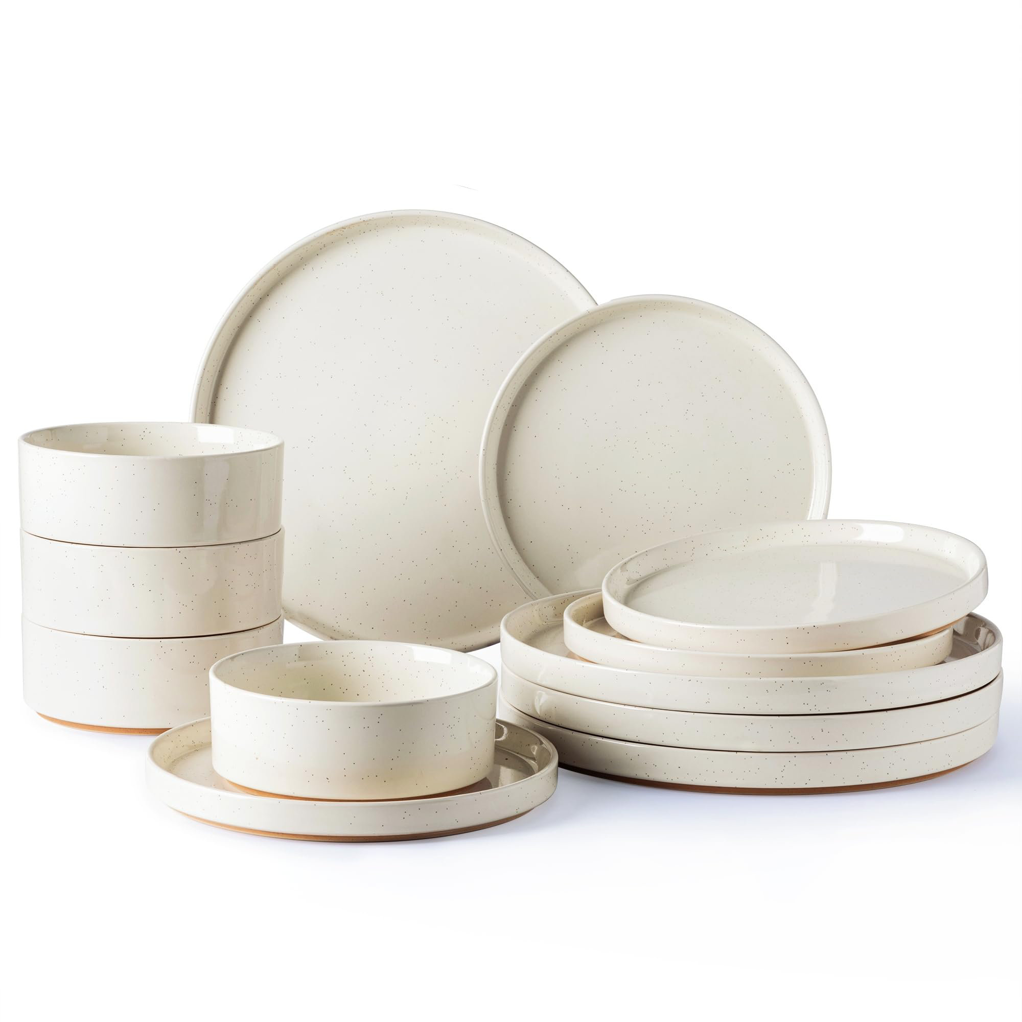 Hokku Designs Ceramic Dinnerware Set For 4 | Speckled Stoneware Plates ...