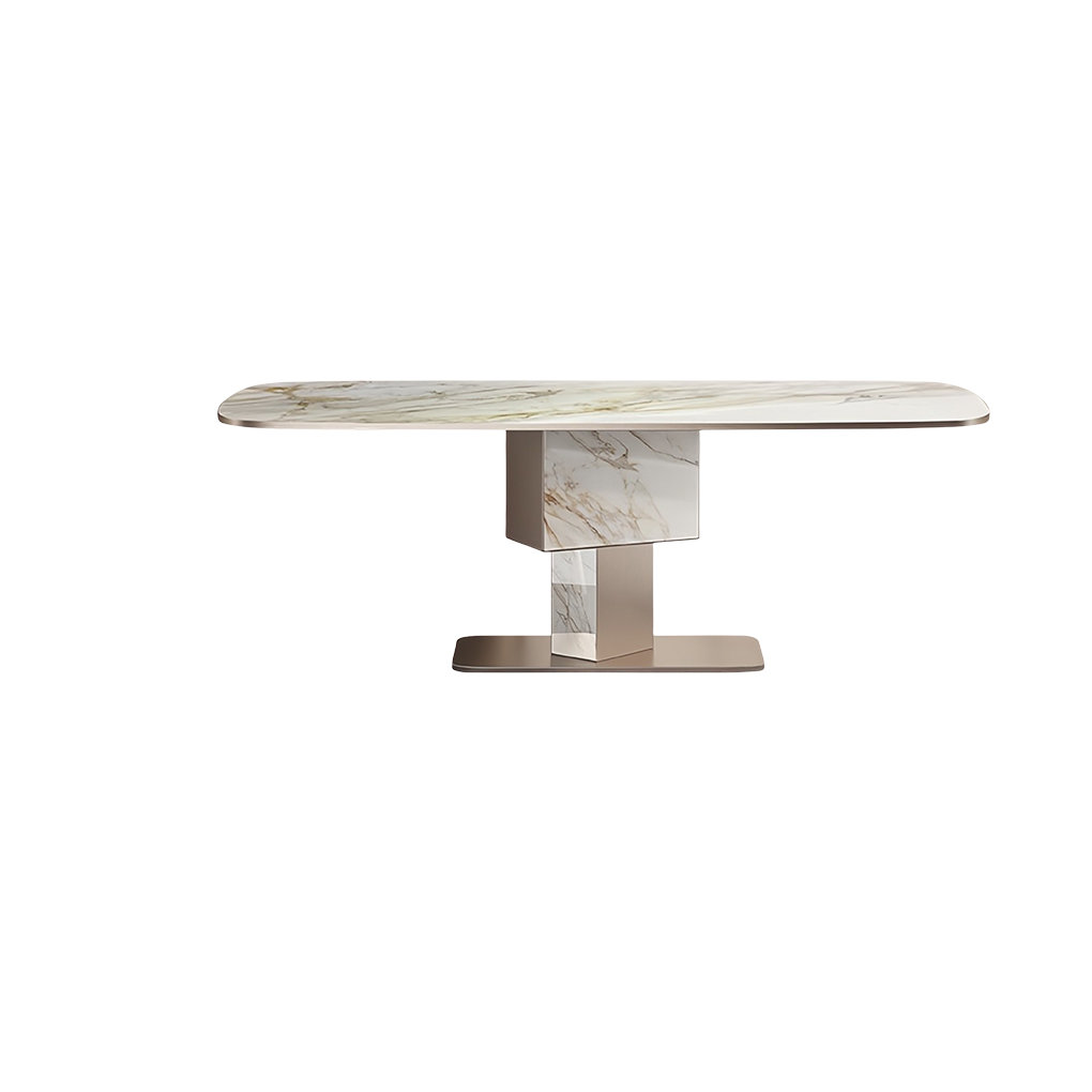 Jihagao Simple Rectangular White Rock Slab Dining Table | Wayfair