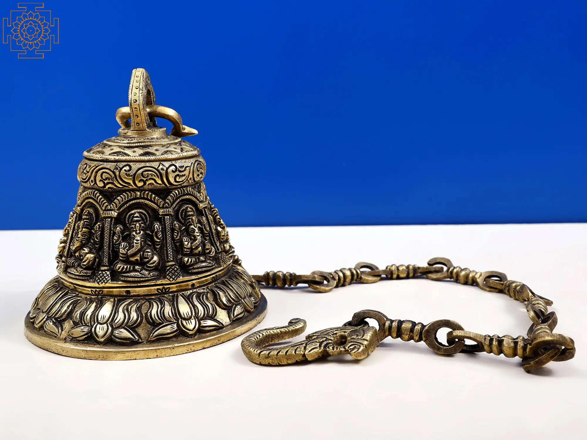 Bungalow Rose Loyette Ganesha Temple Ceiling Bell in Brass Sculpture ...