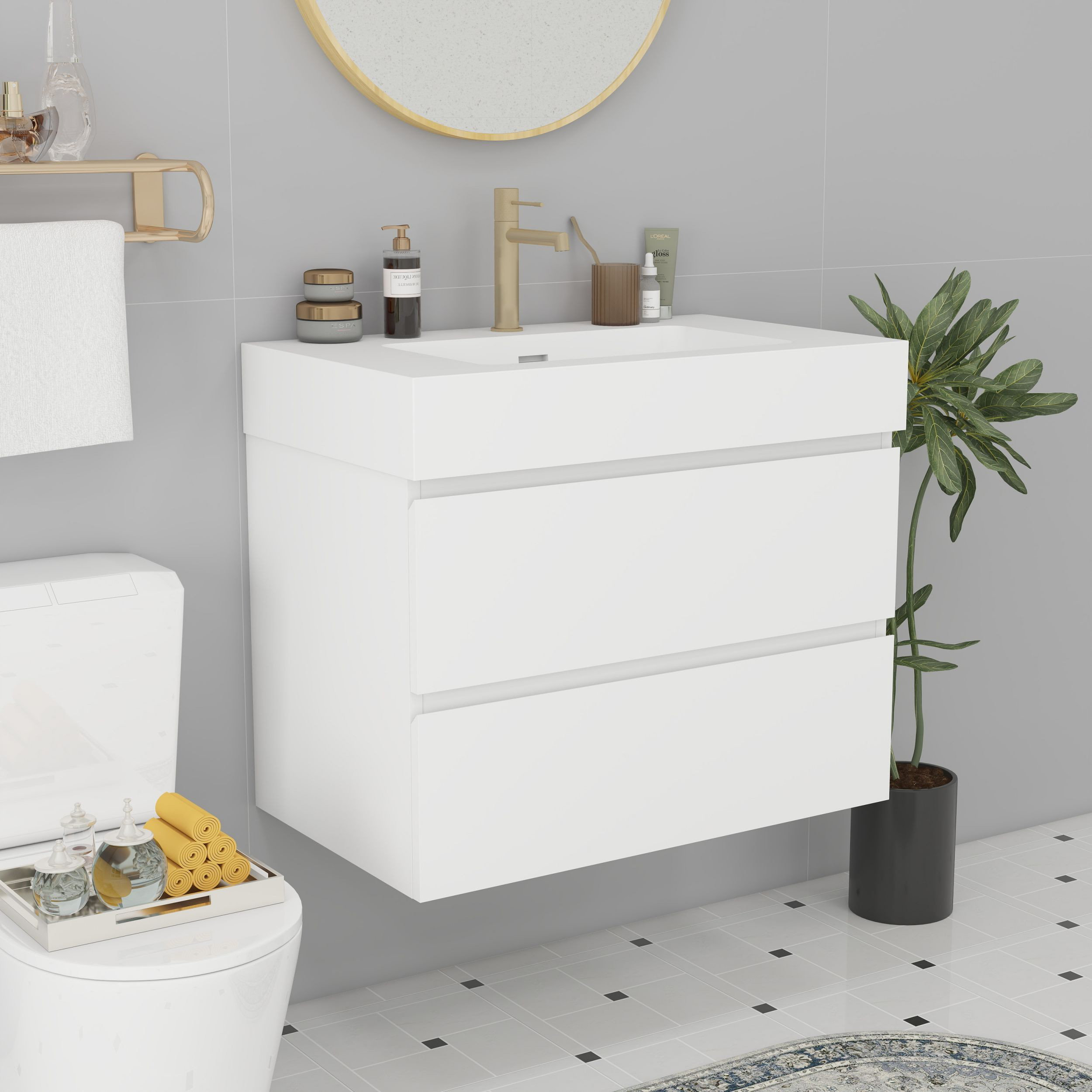 Ebern Designs High End Modern Bathroom Wall Mounted Vanity - Wayfair Canada
