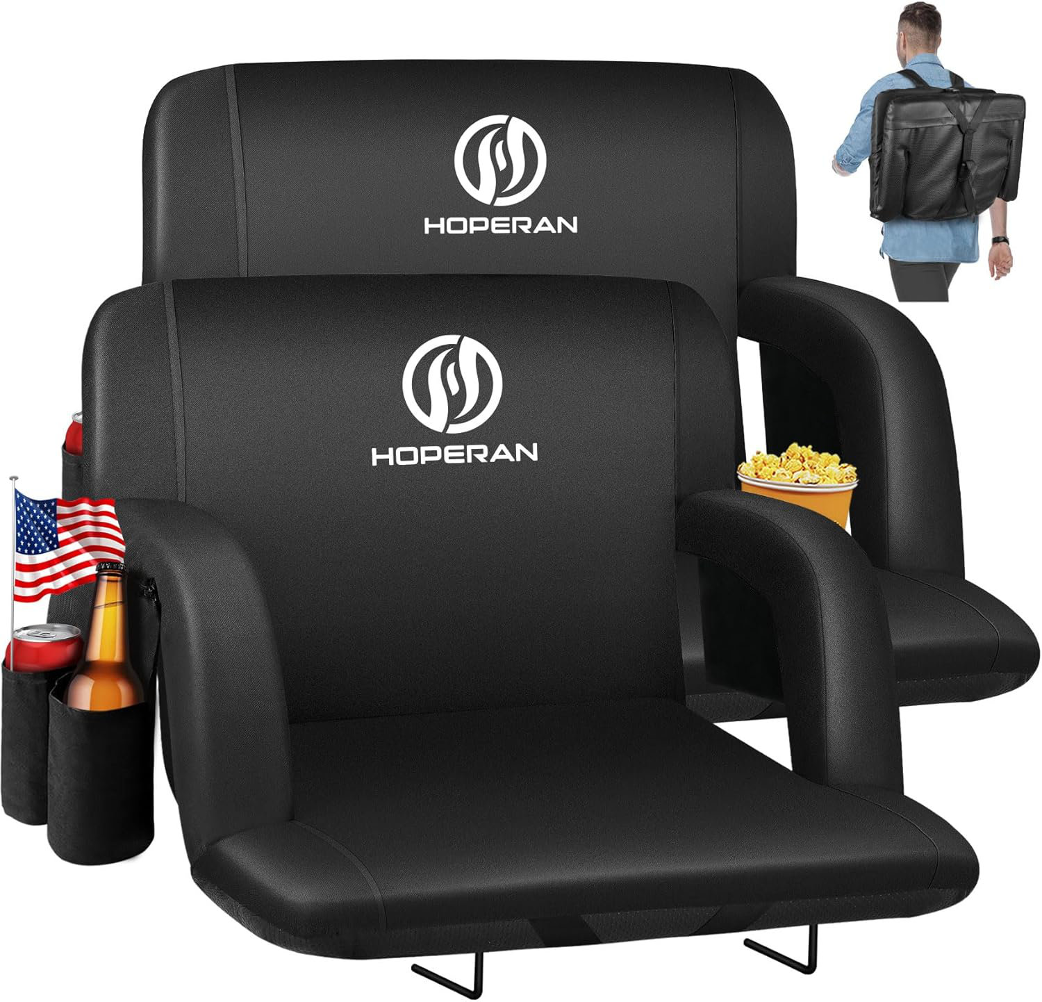 HOPERAN Stadium Seats for Bleachers with Back Support, 600D Portable ...