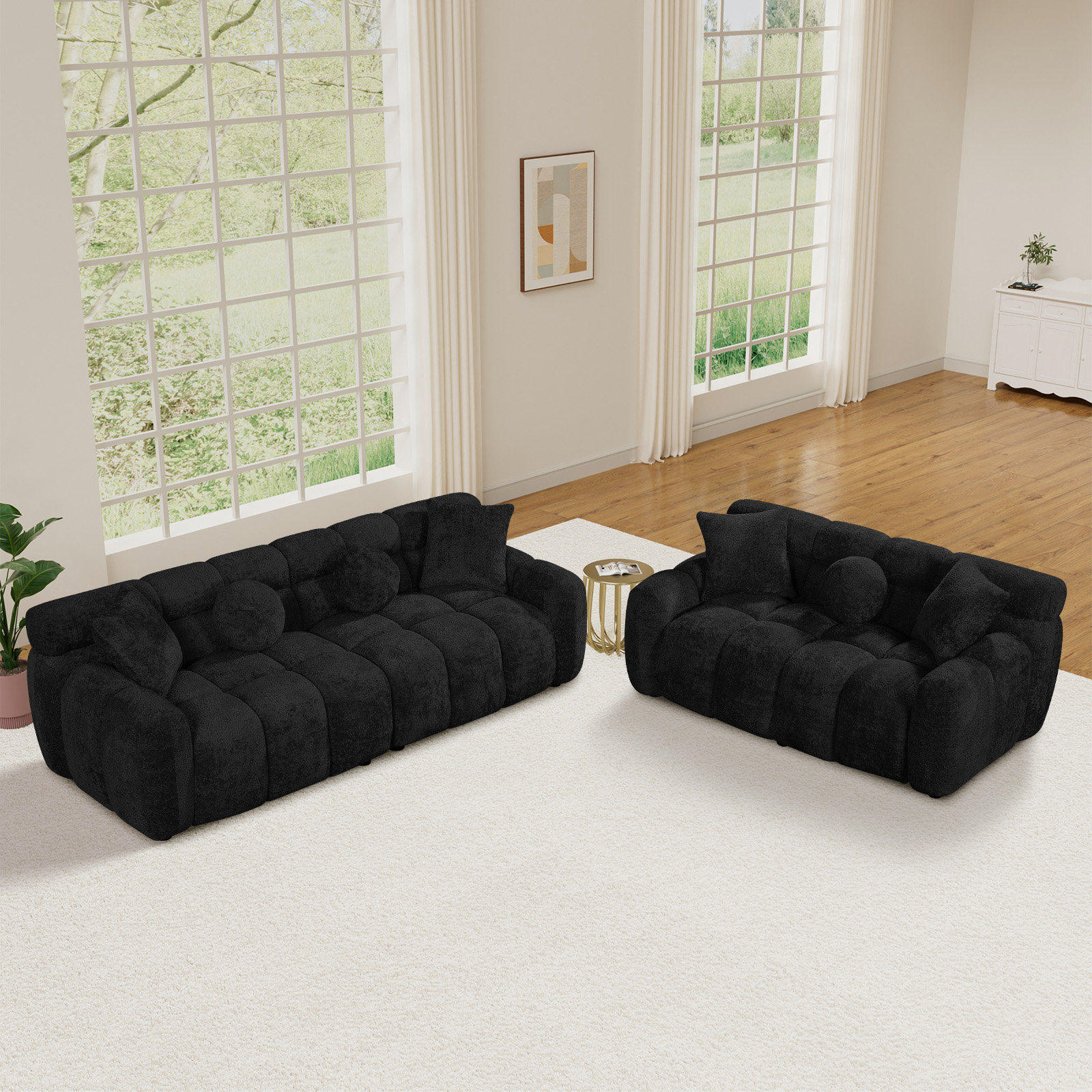 Latitude Run® 2 - Piece Modern Chenille Tufted Upholstered Living Room ...