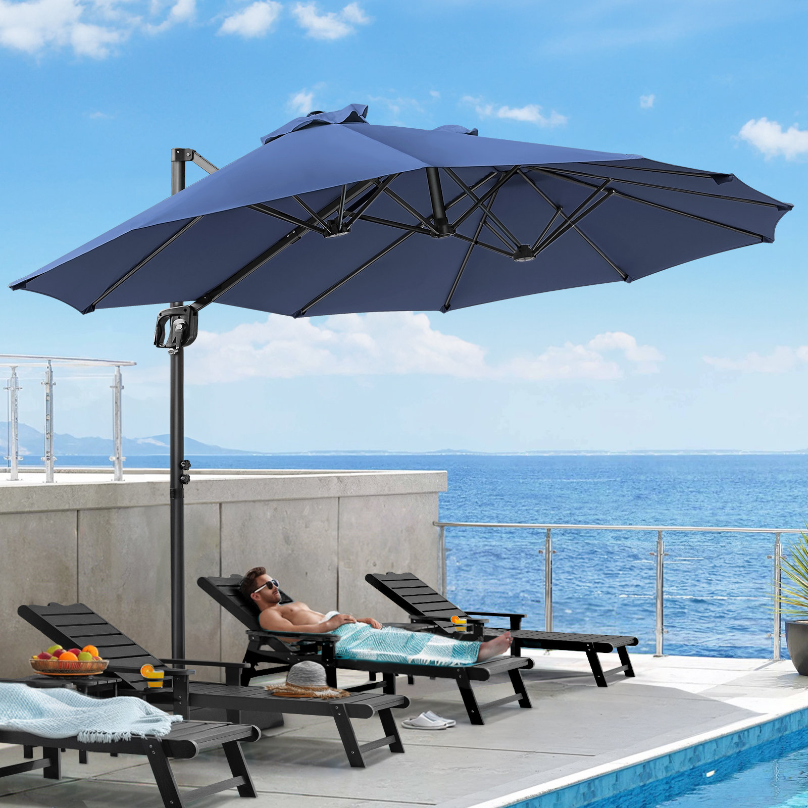 Arlmont & Co. 156'' x 96'' Rectangle Cantilever Umbrella with ...