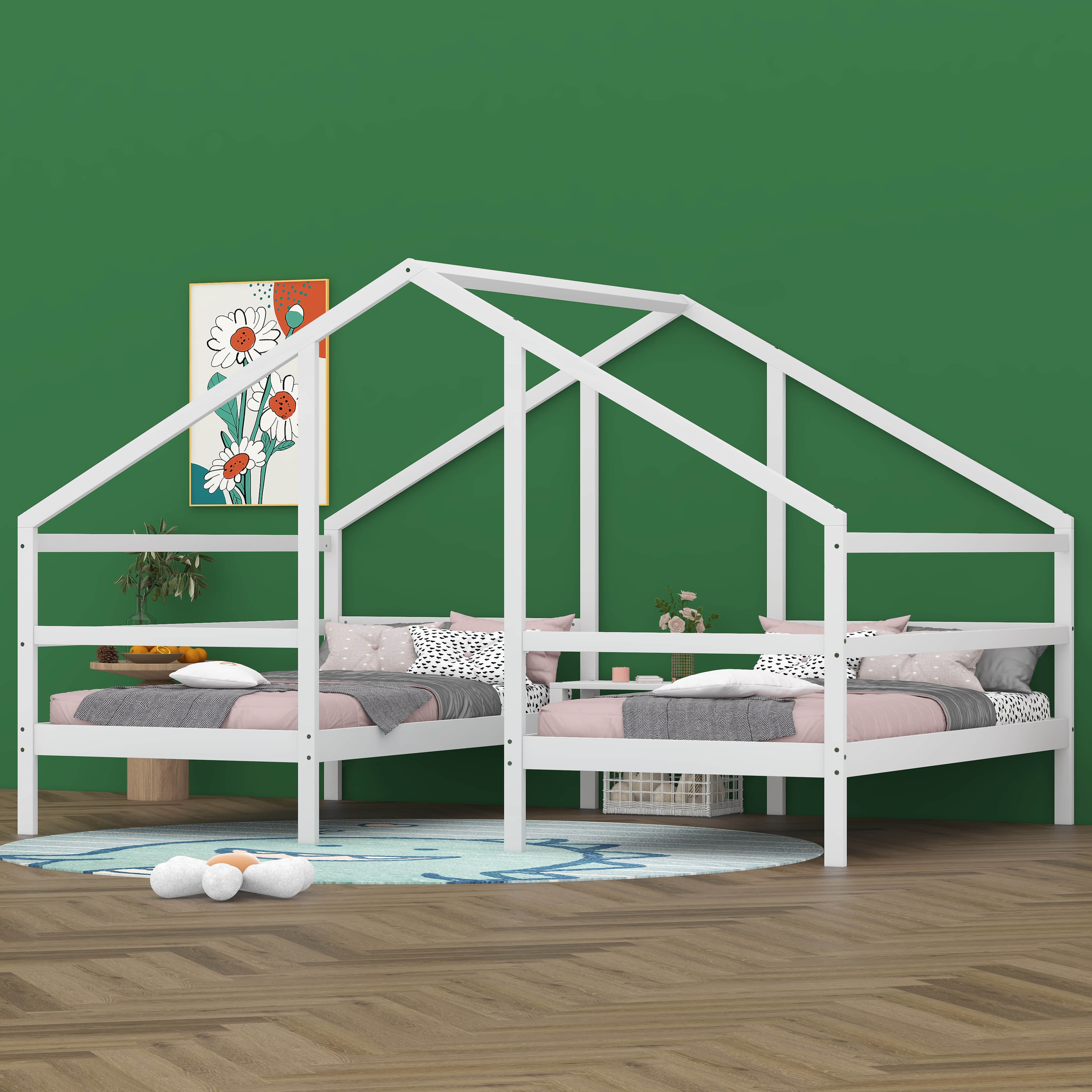 Harper Orchard Clickett Double Twin Size Triangular House Beds With ...