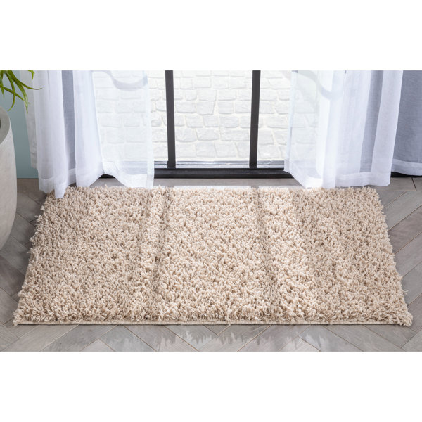 Ebern Designs Berte Modern Solid Beige Textured Shag Rug & Reviews ...