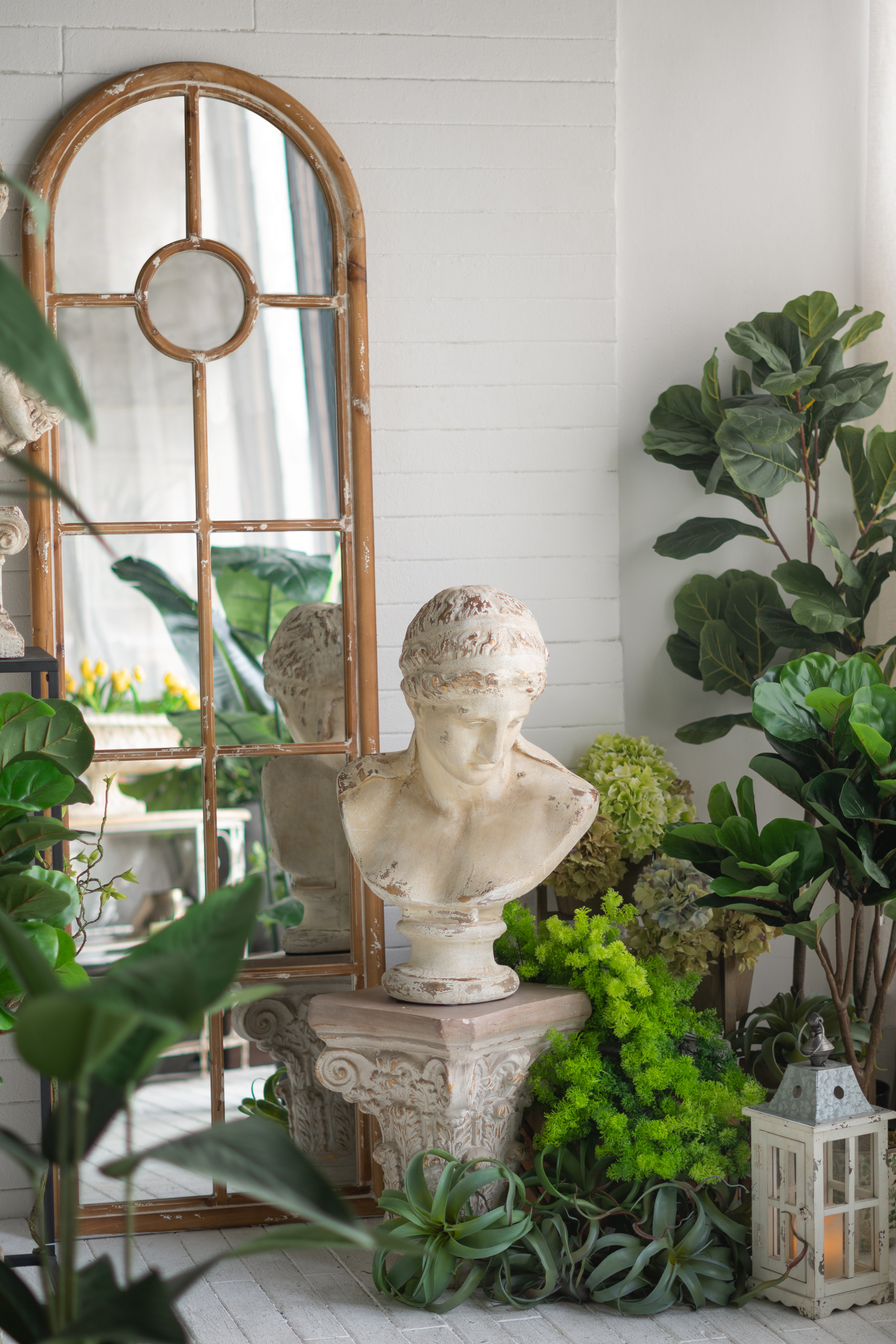 World Menagerie Classic Magnesium Bust Statue with Distressed White ...