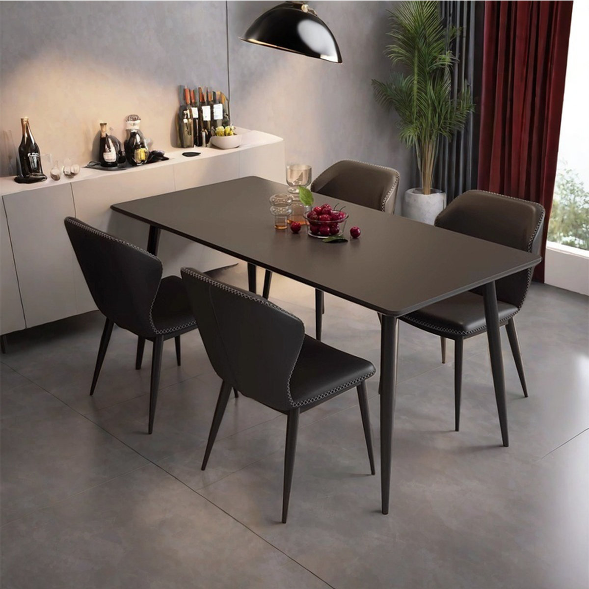 Beicang Home Minimalist black rock plate dining table | Wayfair