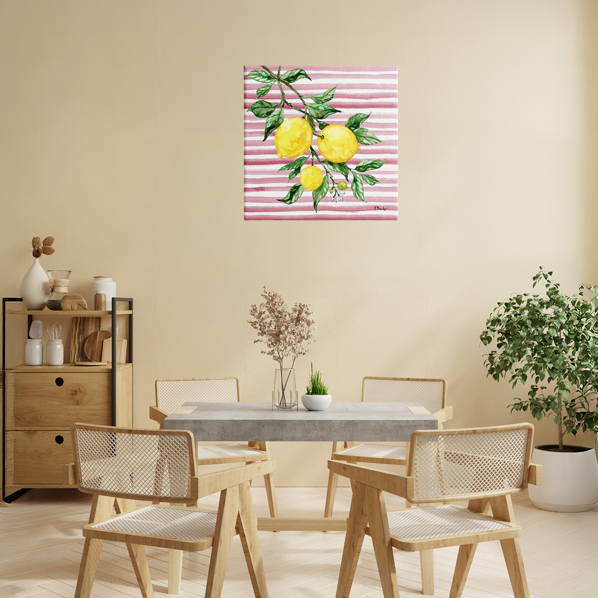Bay Isle Home™ Juicy Lemon Vine on Pink Canvas, design by Paul Brent ...
