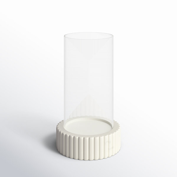 White Marble Hurricane Candle Holder - Contemporary Marble and Glass ...