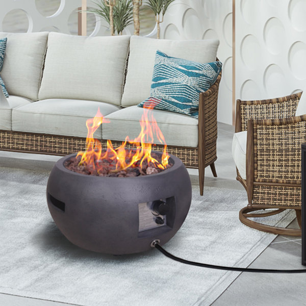 Latitude Run® 12 H Outdoor Dark Grey Mini 22" Round 40,000 BTU Propane ...