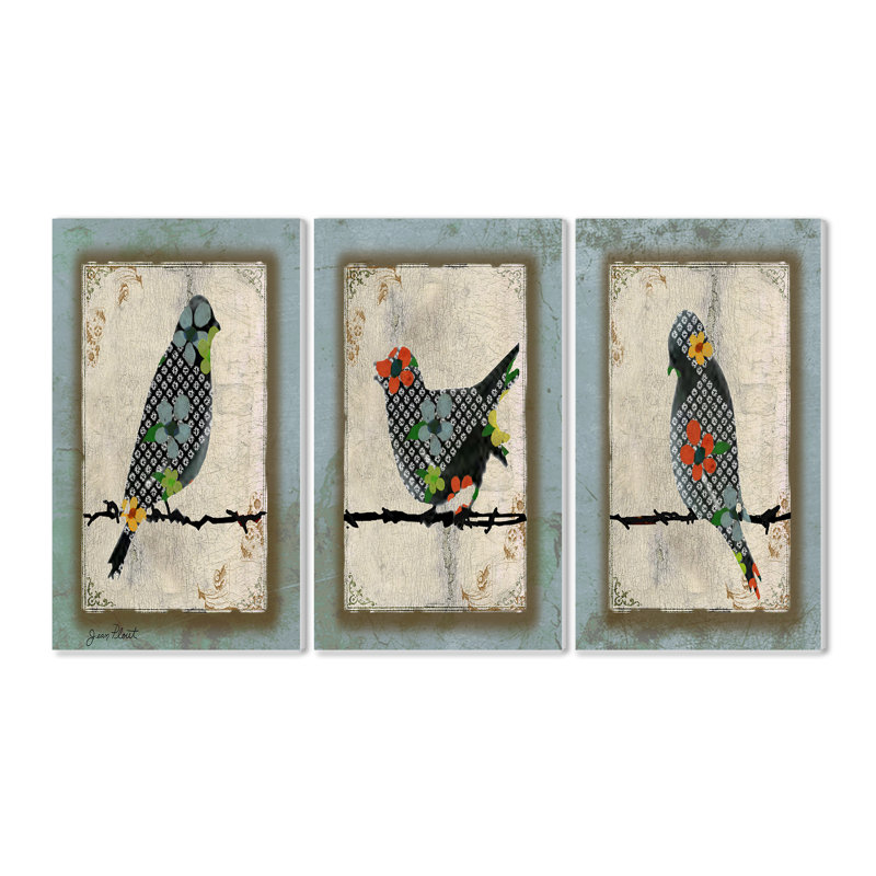 Red Barrel Studio® Song Bird Triptych' 3 Piece Painting Print Wall ...