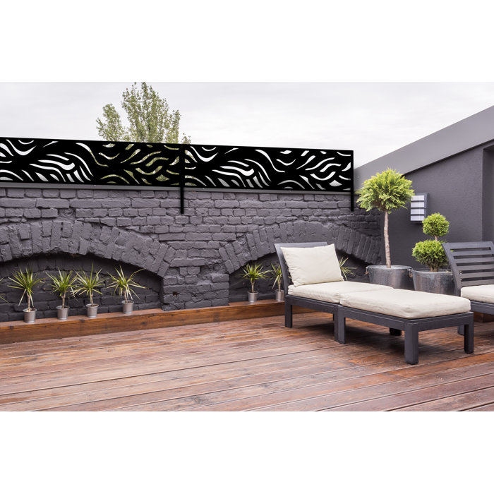 OUTDECO 16"x72" Waves Galvanized Steel Wall and Fence Extension Privacy ...