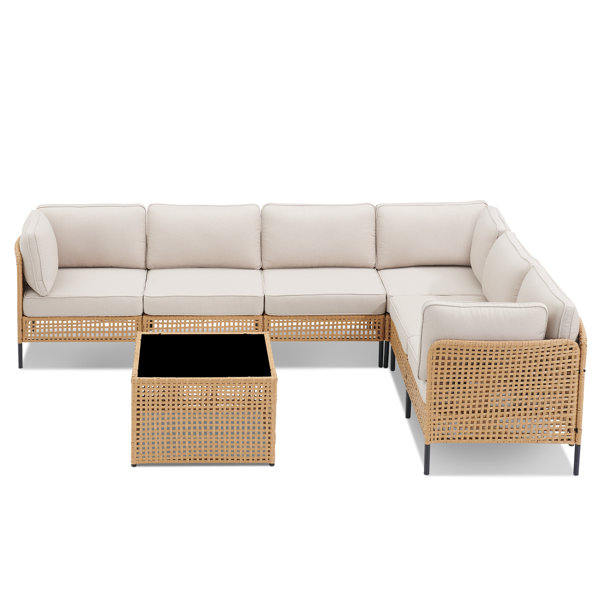 Bay Isle Home™ 7 Pieces Outdoor Modular Sectional Furniture Set, 6 ...