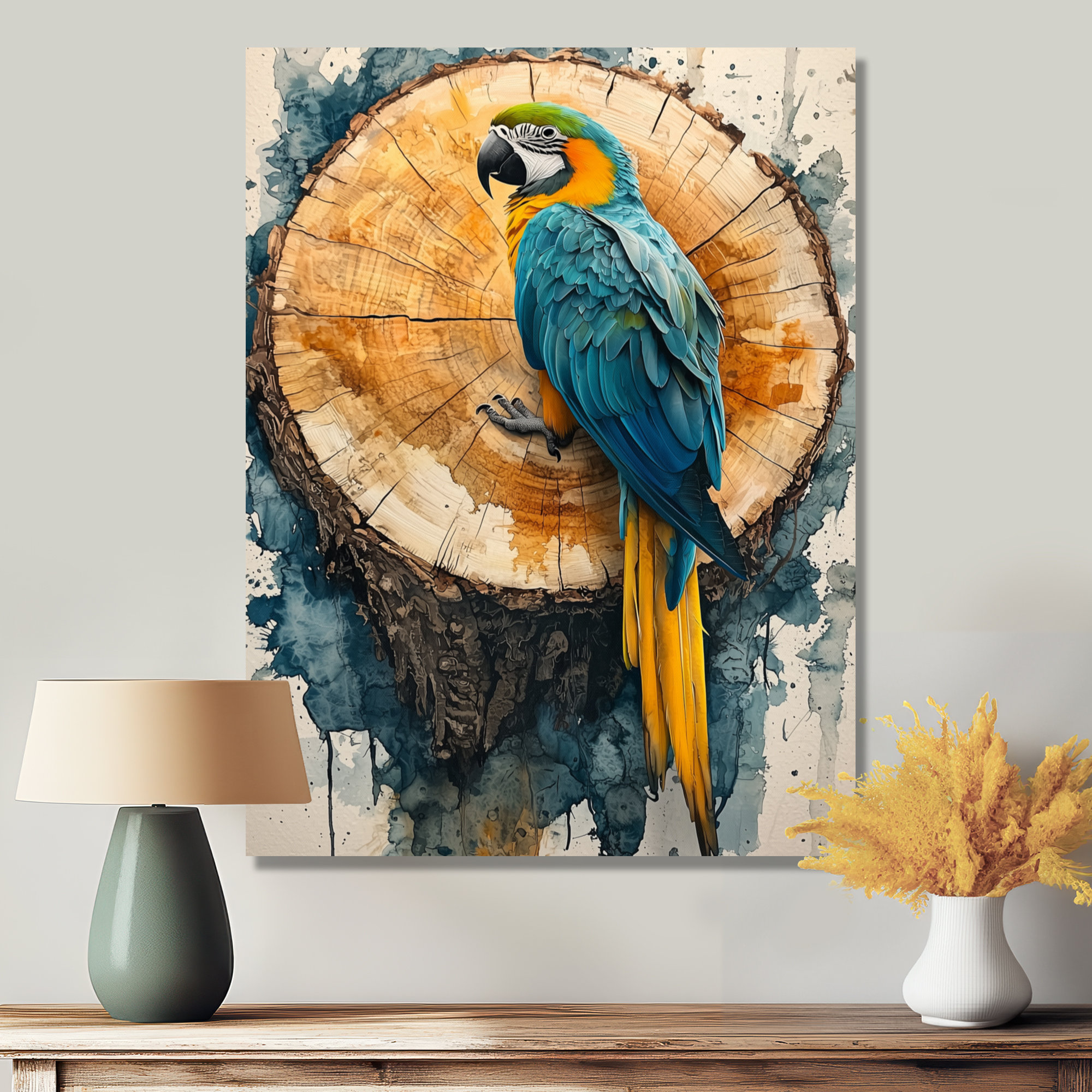 Bay Isle Home™ Parrot At Tropical Tree On Slide - Modern Metal Art ...