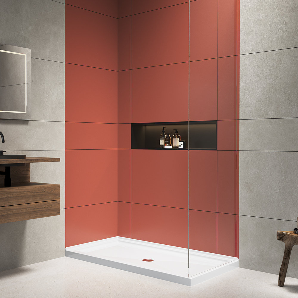 K&A 60'' W 32'' D Rectangular Single Shower Base | Wayfair