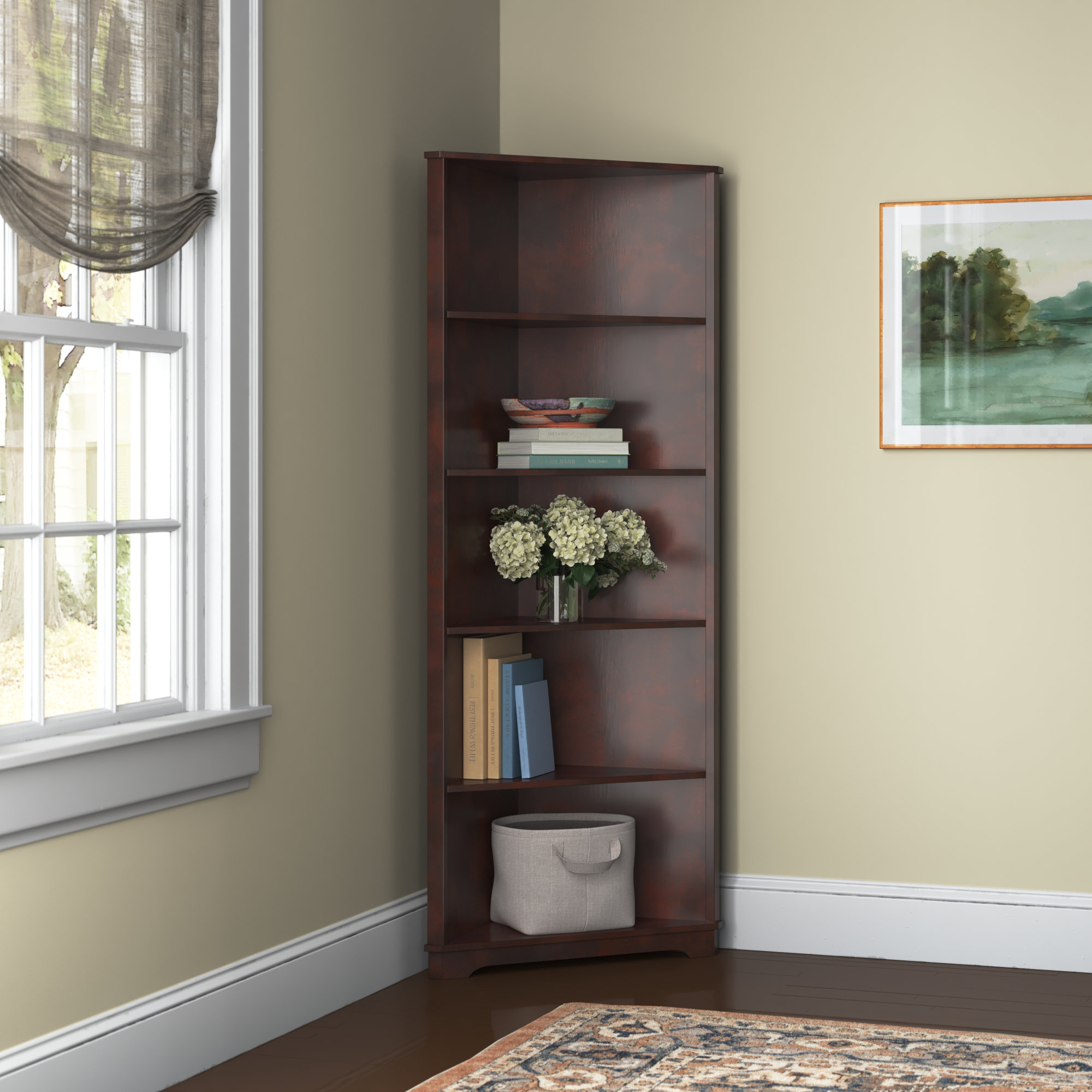 Lark Manor Metter 78" H x 32" W Solid Wood Corner Bookcase & Reviews ...