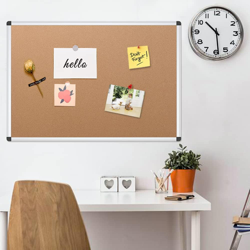 Latitude Run® Cork Notice Board, 36 X 24 Inches, Silver Aluminium Frame ...
