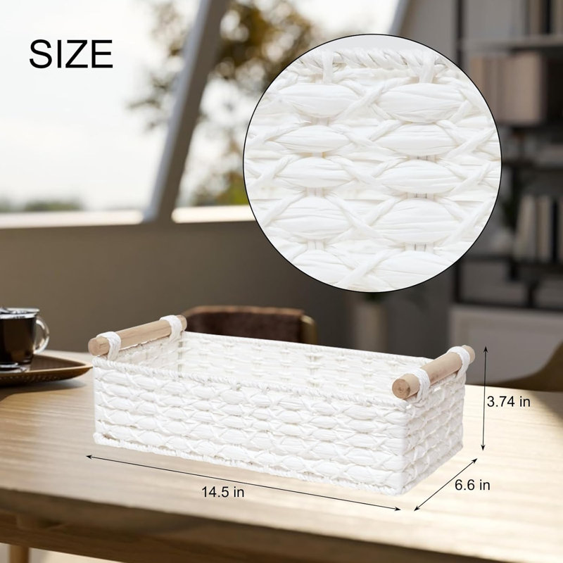 Ophelia & Co. Set Of Small White Wicker Storage Baskets | Wayfair