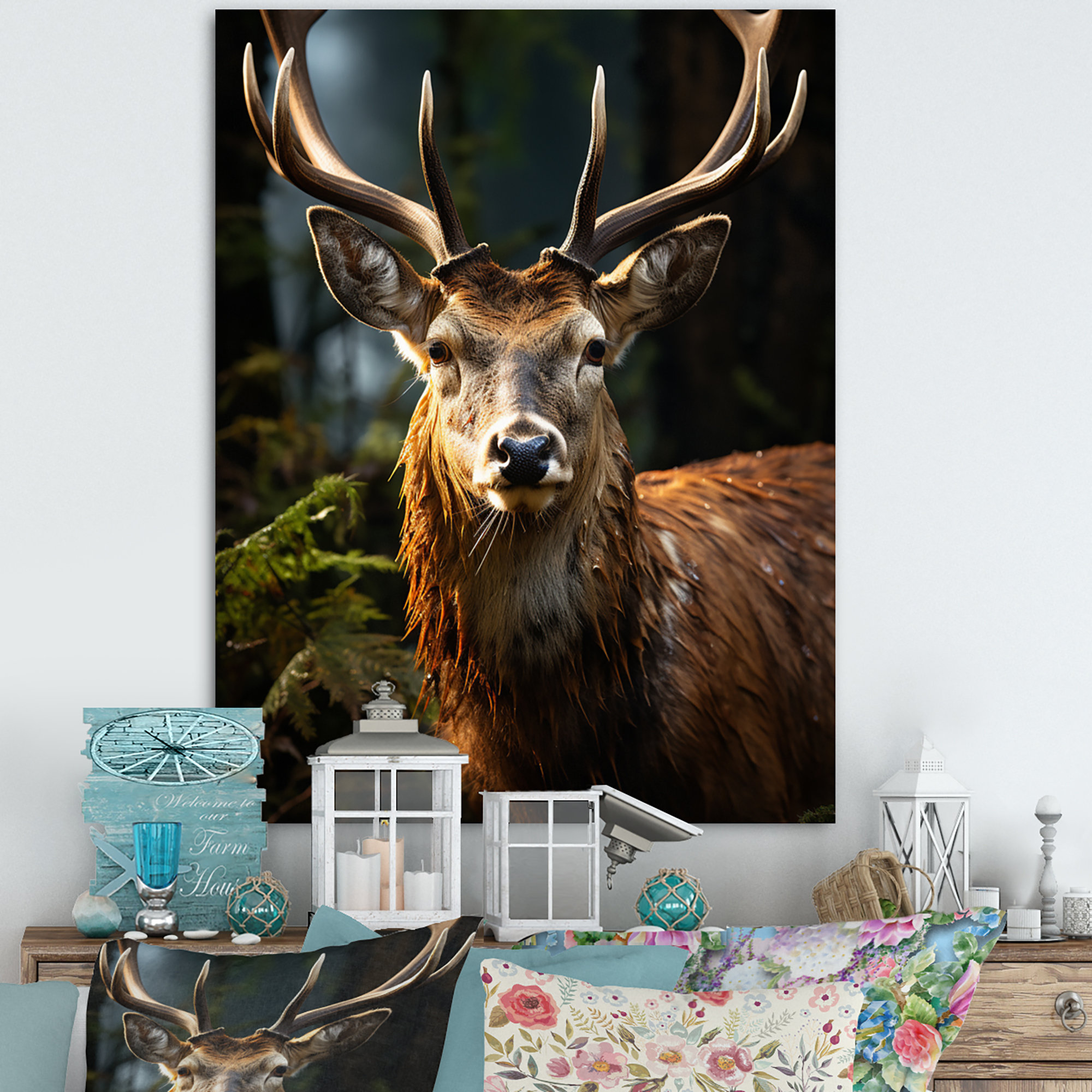 Millwood Pines Badina Brown Deer Portrait Vibrant II - Print on Canvas ...