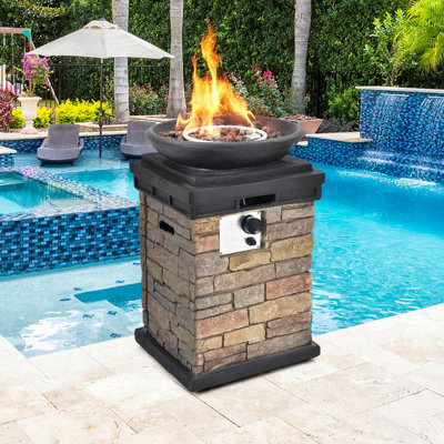 Steelside™ Drisko 25" H x 18" W Metal Propane Outdoor Fire Column | Wayfair
