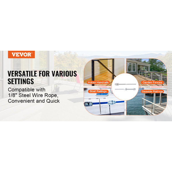 VEVOR Cable Railing Swage Threaded Stud Tension Rod | Wayfair