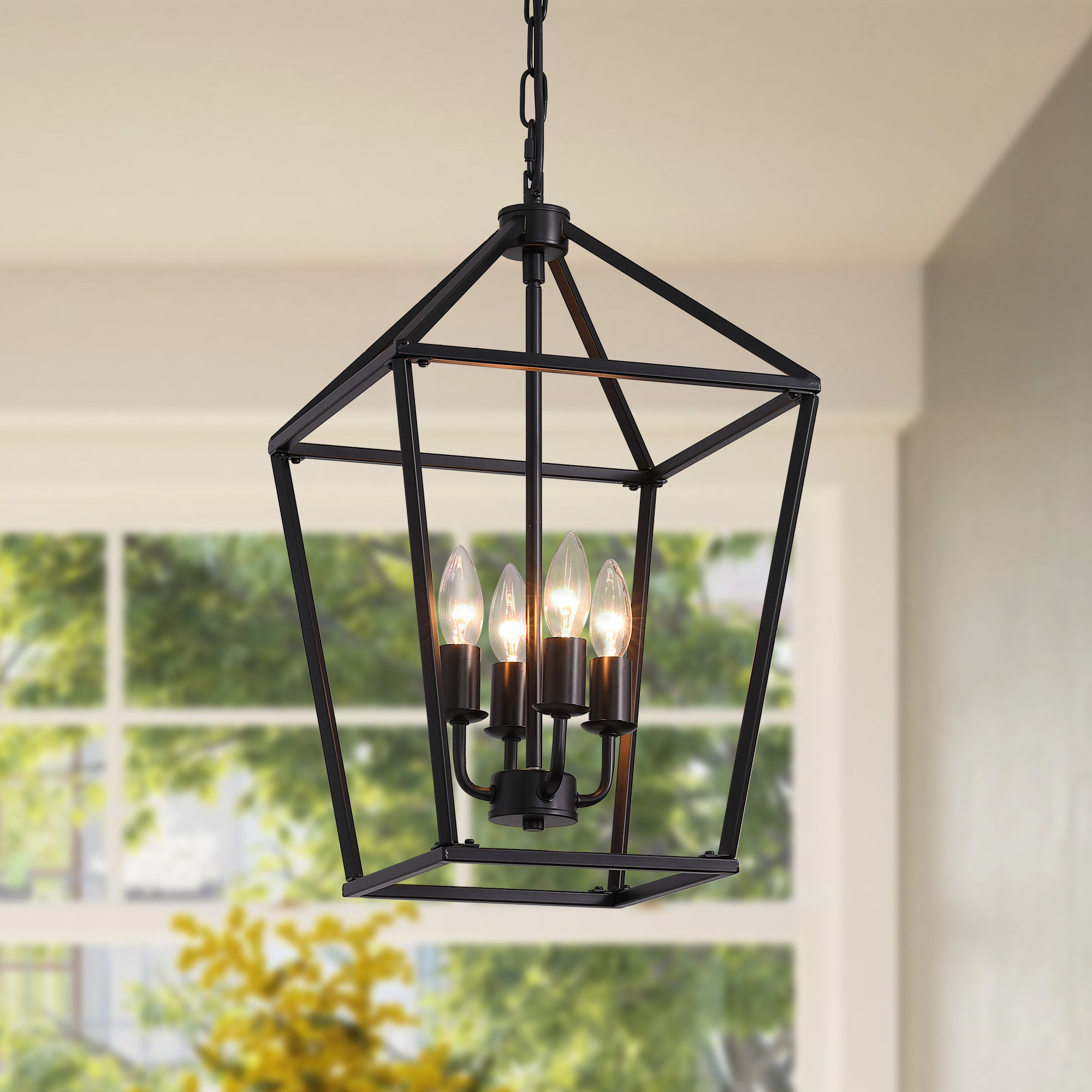 Gracie Oaks Azteca 4 - Light Dimmable Lantern Geometric Chandelier ...