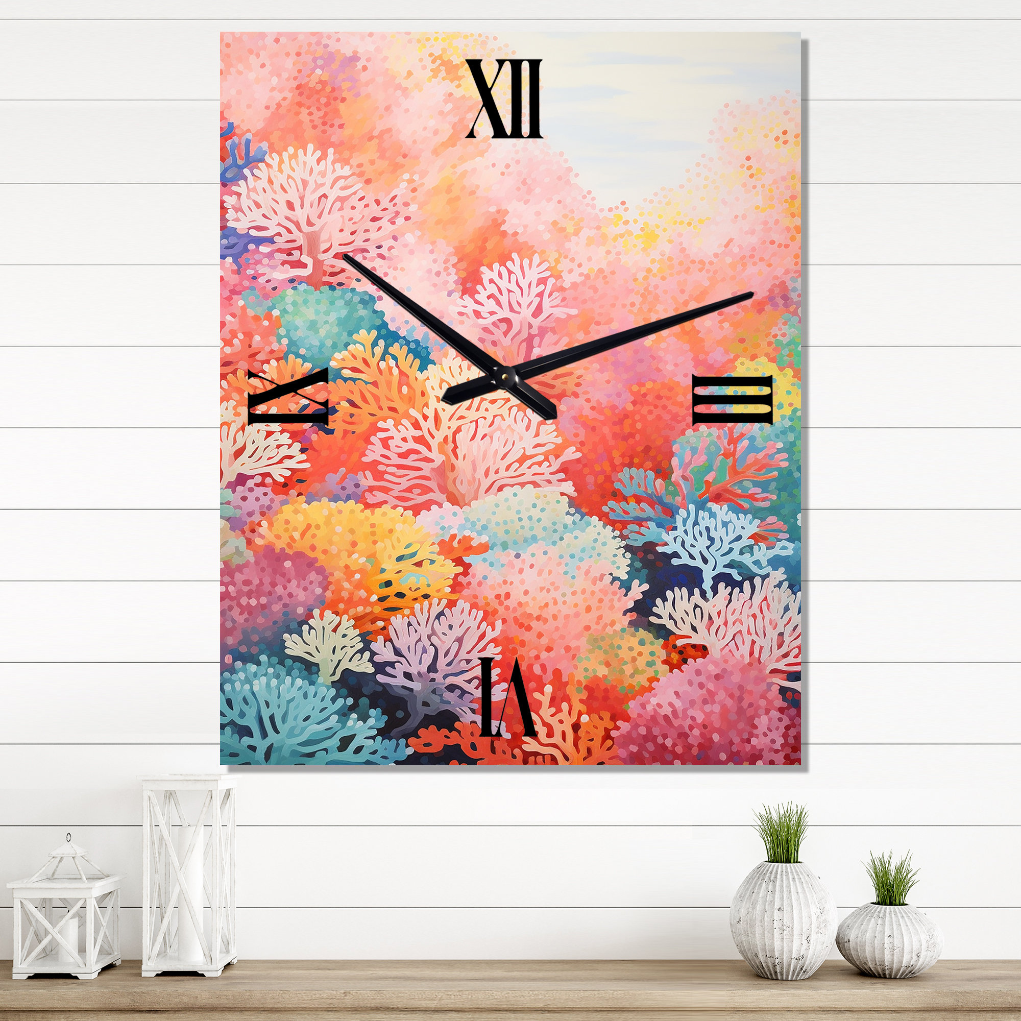 East Urban Home Jodette - Coastal Coral Wall Clock Oversized | Wayfair