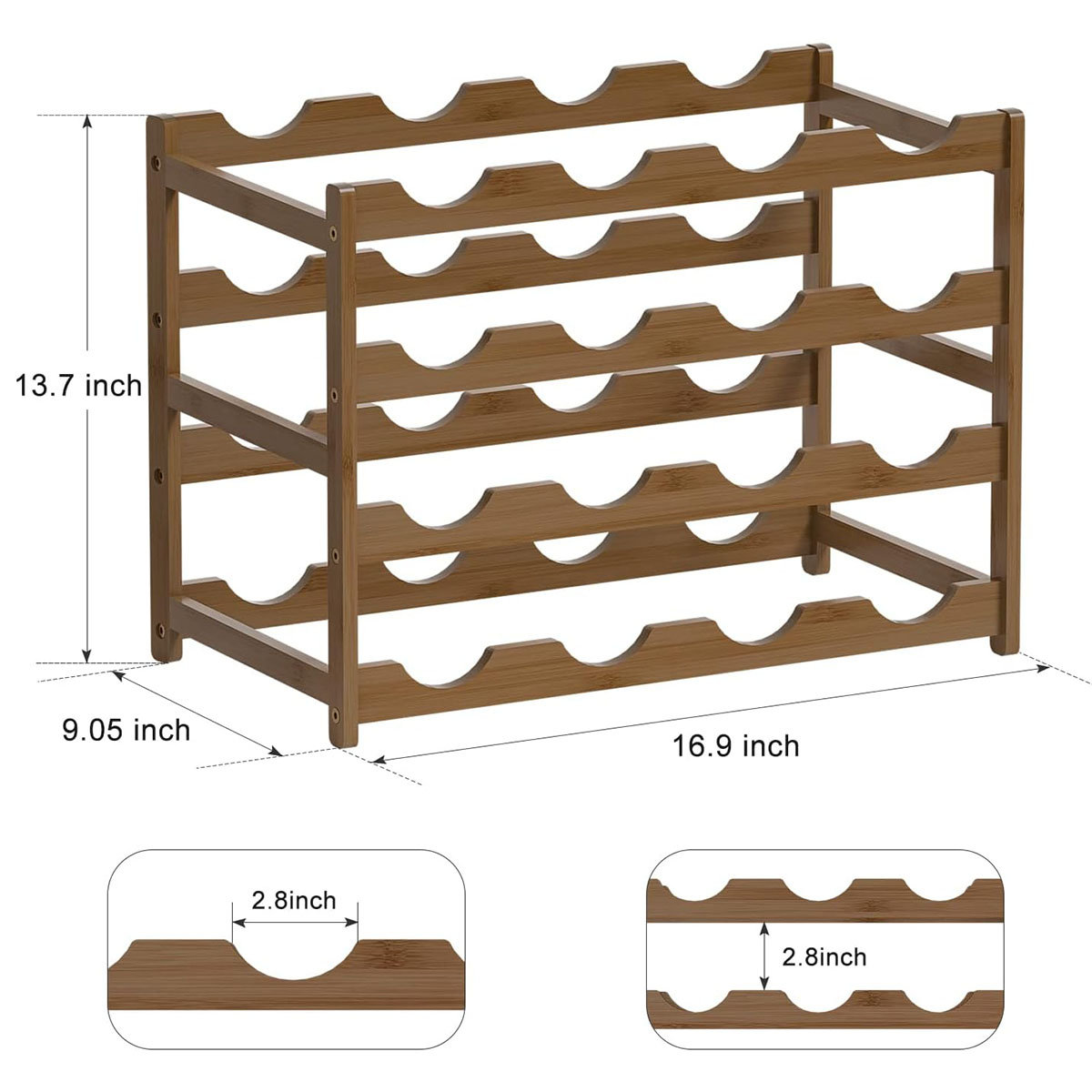 Ebern Designs Wine Rack Sturdy Wine Countertop - Bamboo Wine Bottle ...