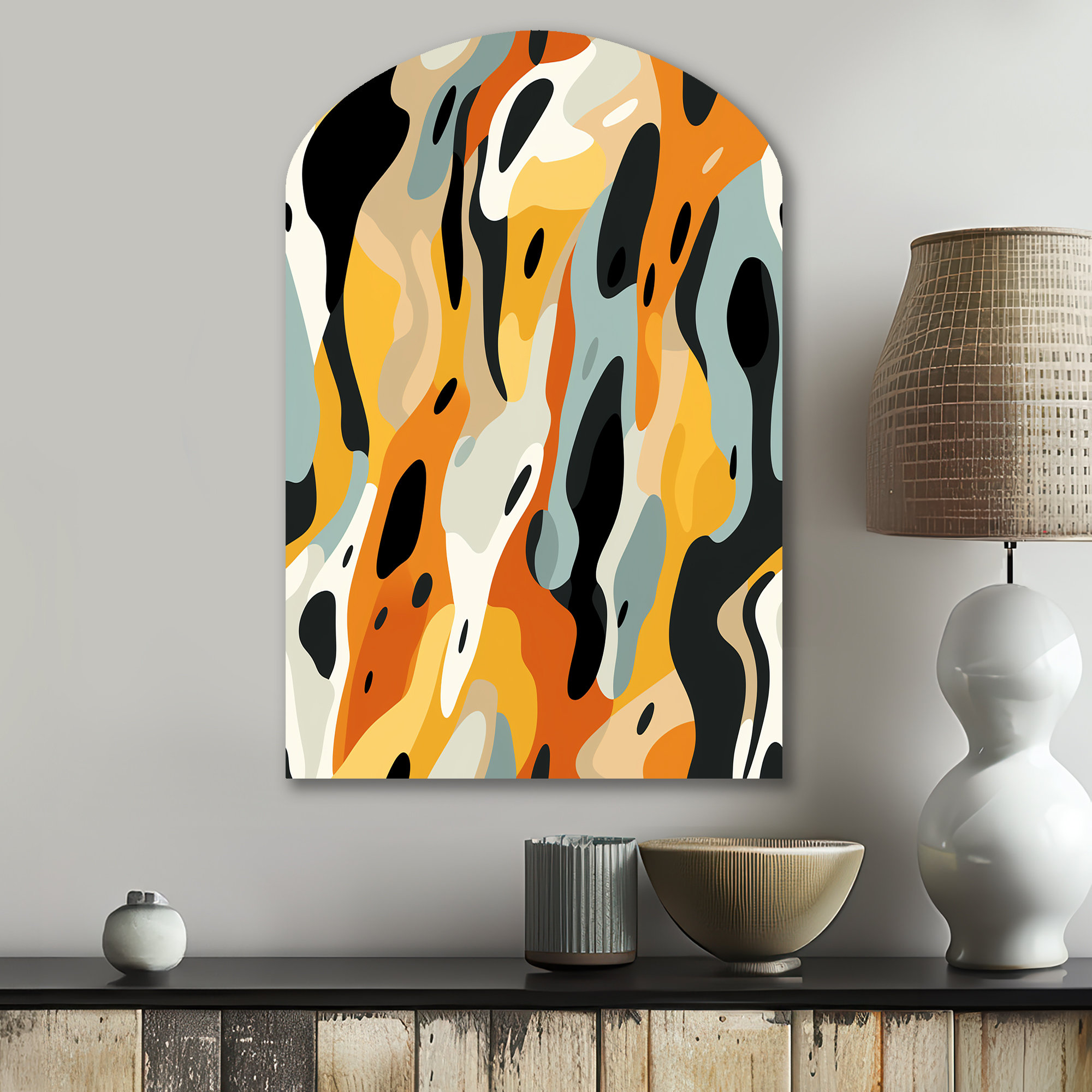 Design Art Tribal Camo Fusion - Abstract Arch Shape Irregular Metal ...