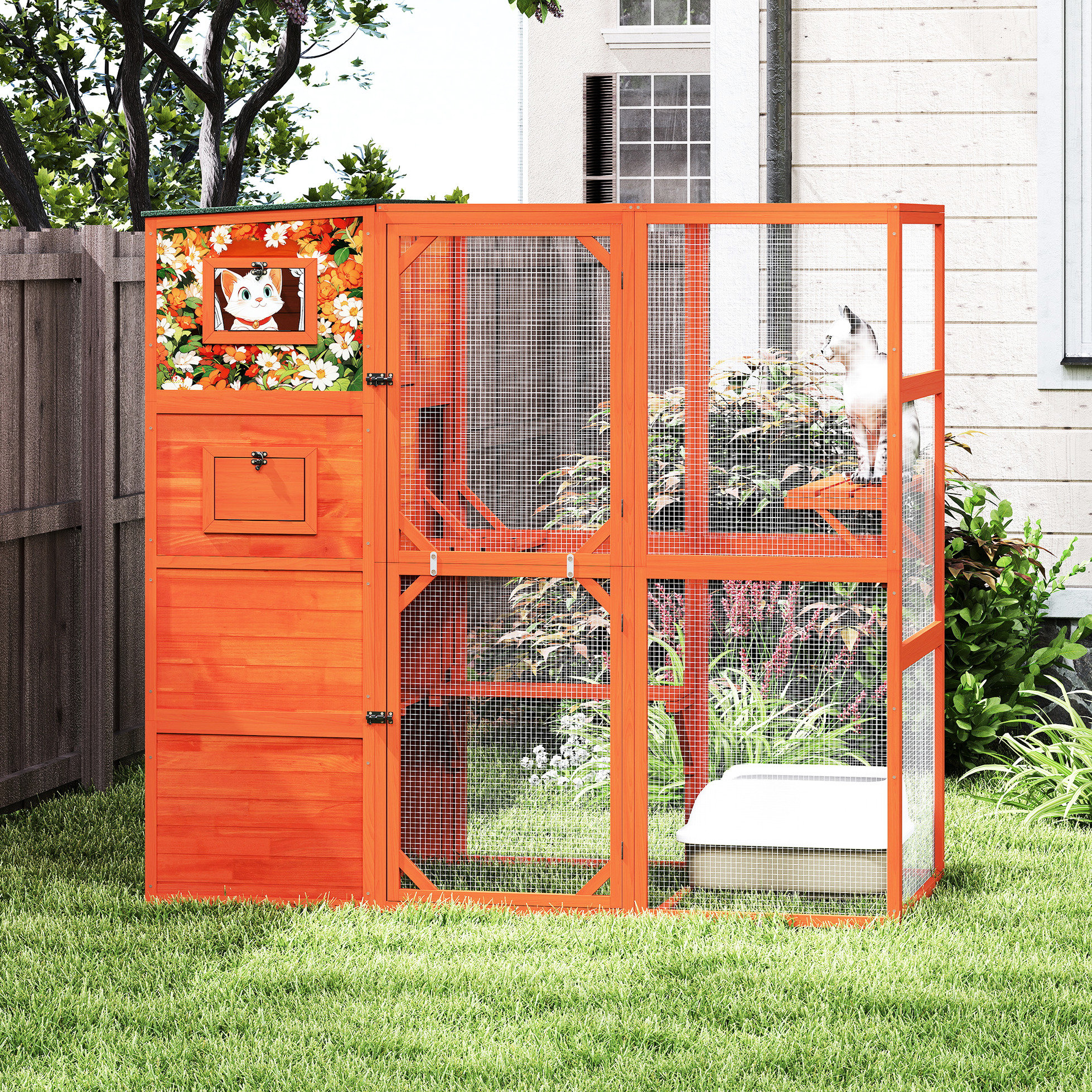 Tucker Murphy Pet™ 71.24"H Outdoor Cat With 4 Window Design, Waterproof ...