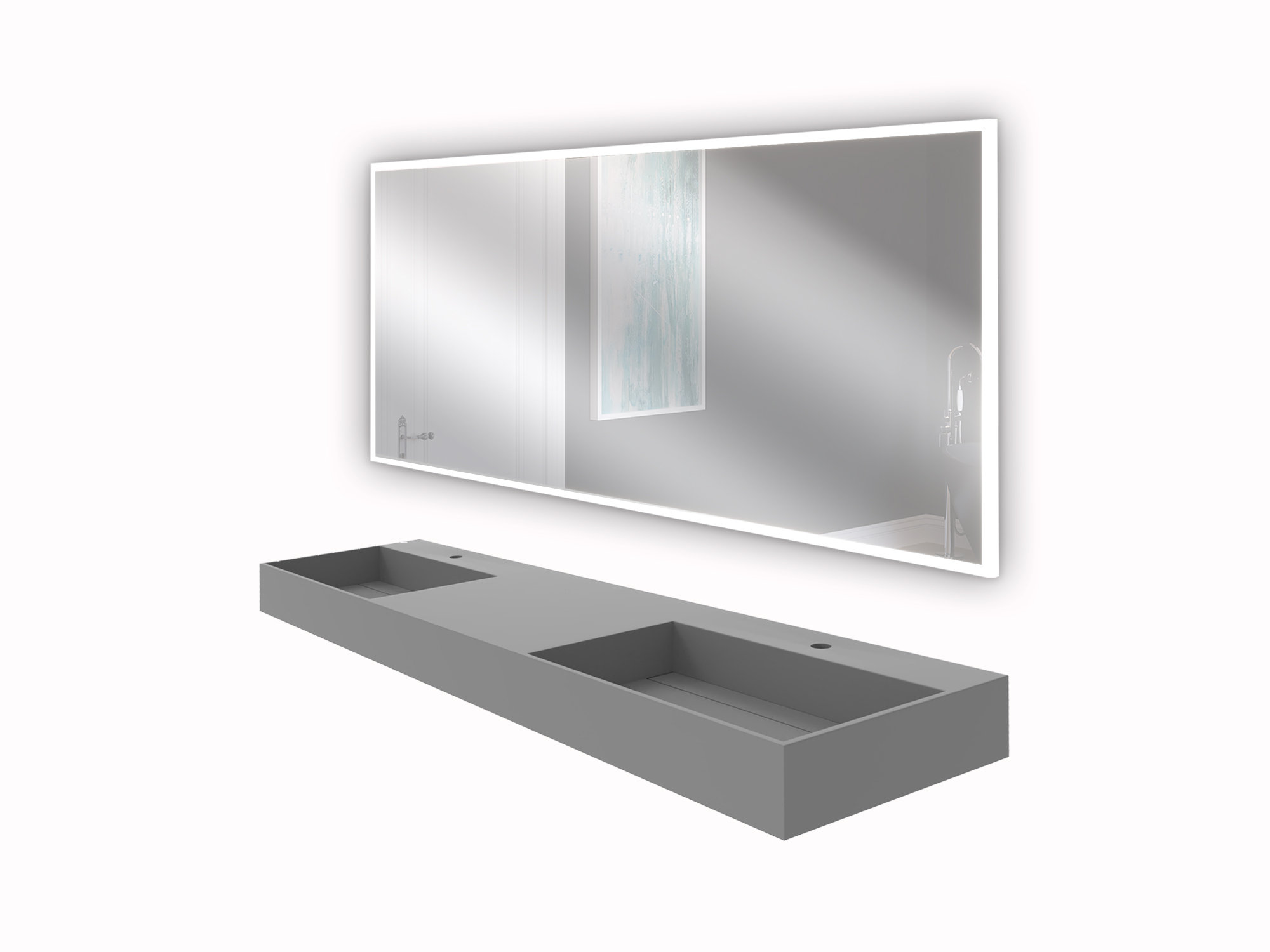 CastelloUSA Juniper 72" Solid Surface Wall Mount Modern Minimalist ...