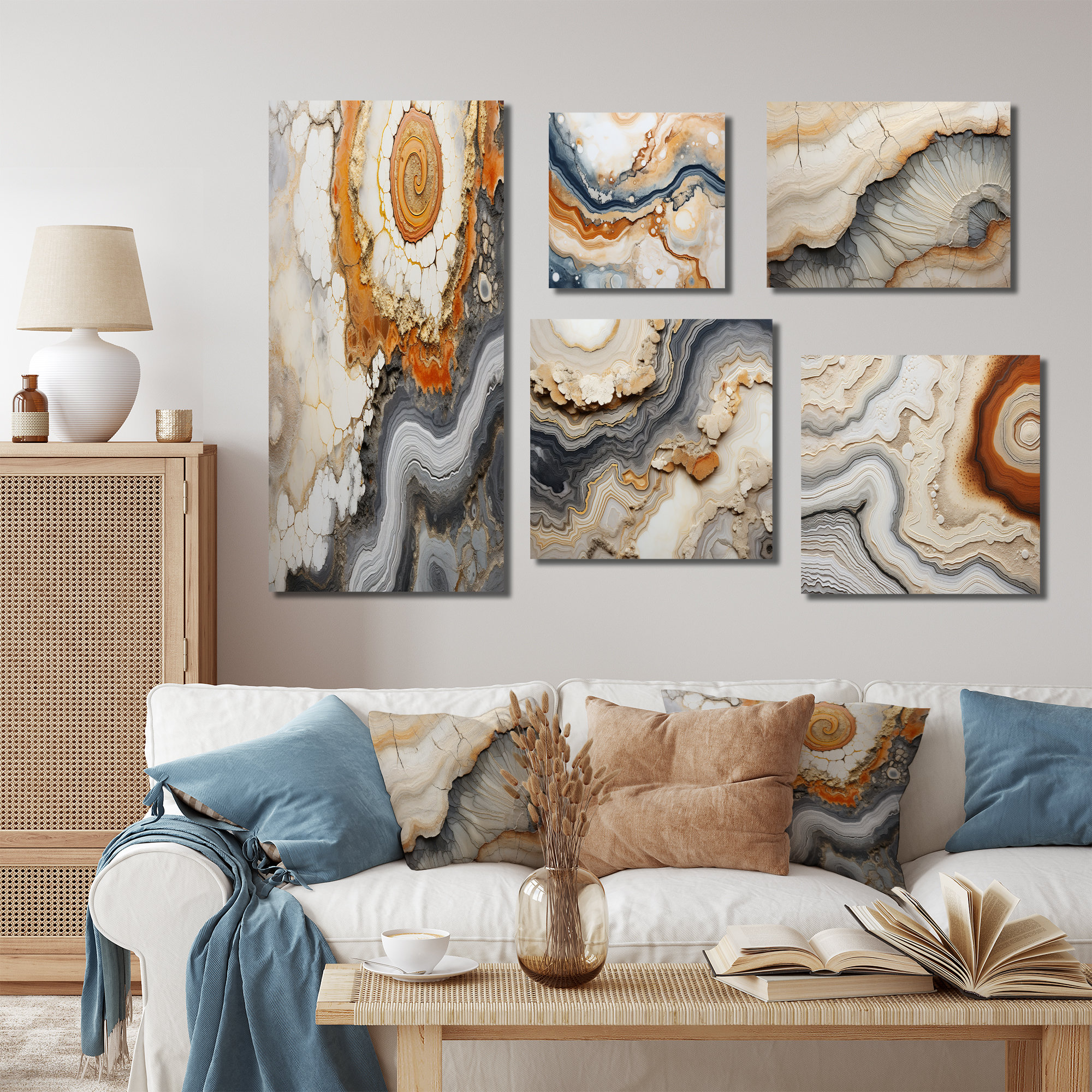 Ivy Bronx Beige And Yellow Stone Geode Simplicity - Stone Geode Wall ...