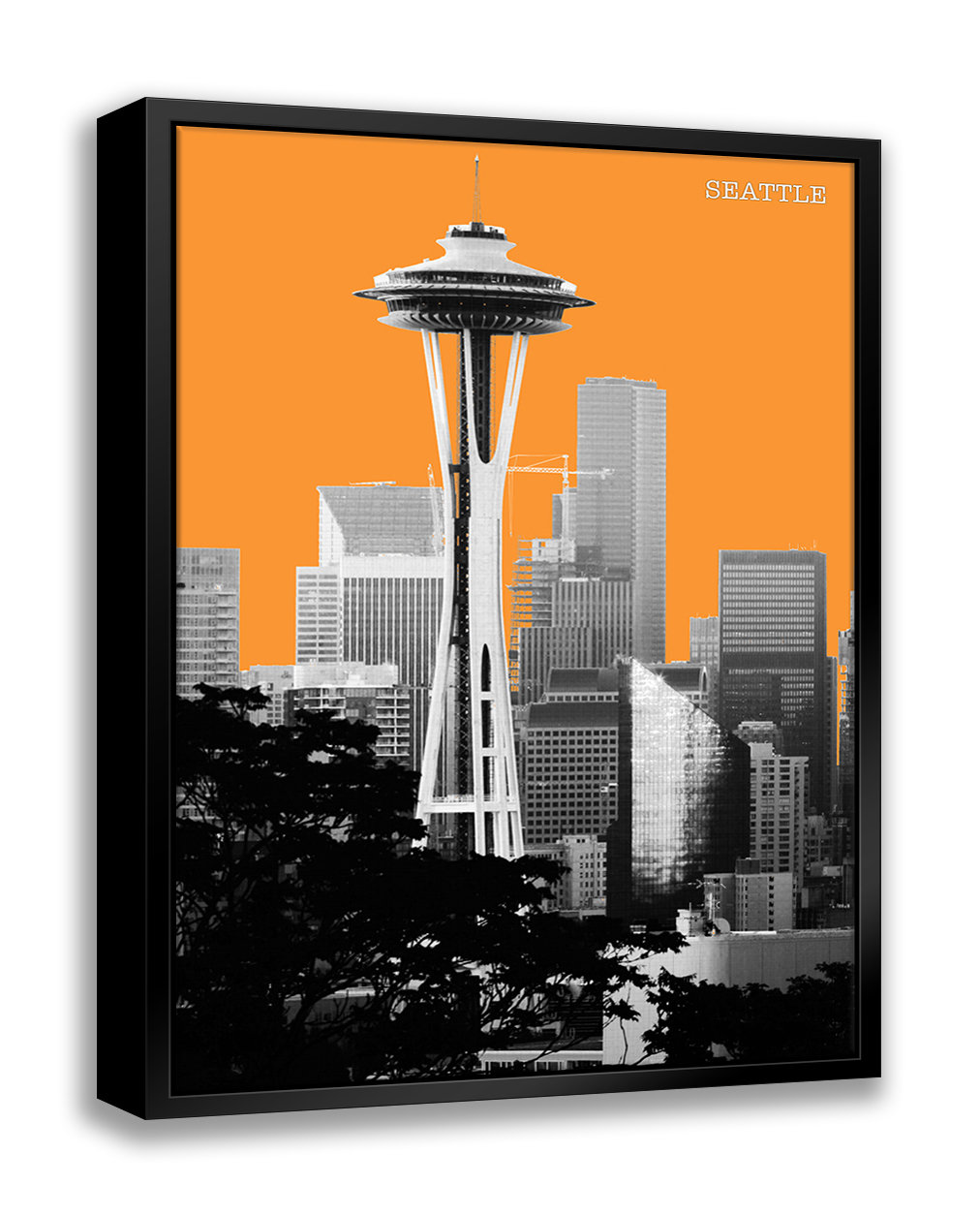 ATX Art Group LLC Halftone Seattle Yellow - Floater Frame Print on ...