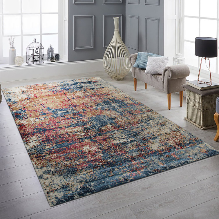 17 Stories Wool Abstract Rug | Wayfair
