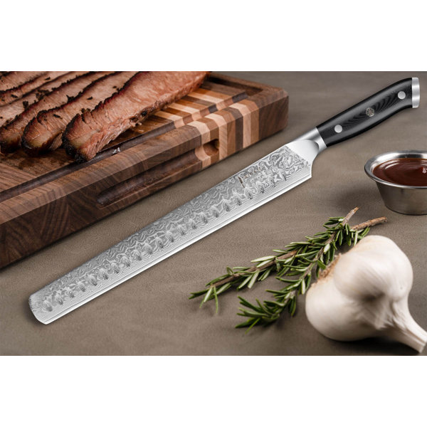 Senken Knives 12" Damascus Steel Brisket Knife With Full-Body G10 ...