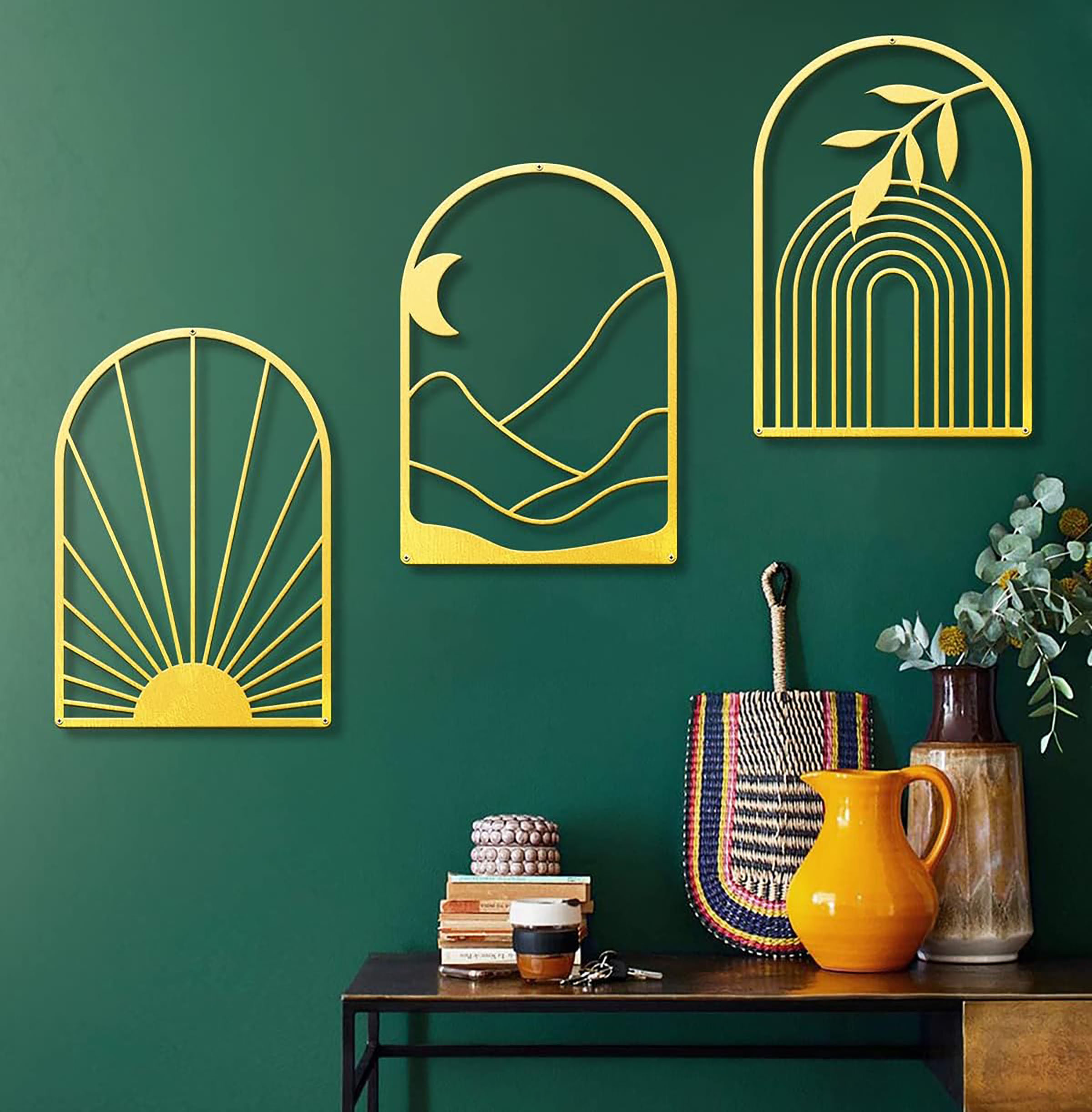 Corrigan Studio Boho Metal Wall Art, Minimalist Metal Wall Decor ...