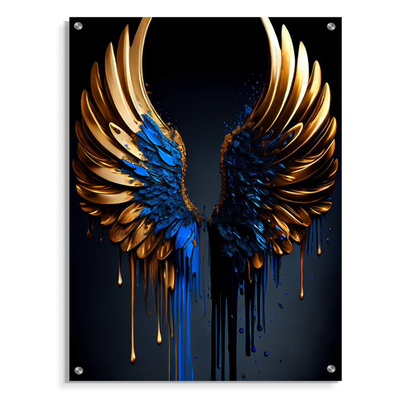 House of Hampton® Blue And Gold Angel Wings III - Wings Angel Acrylic ...