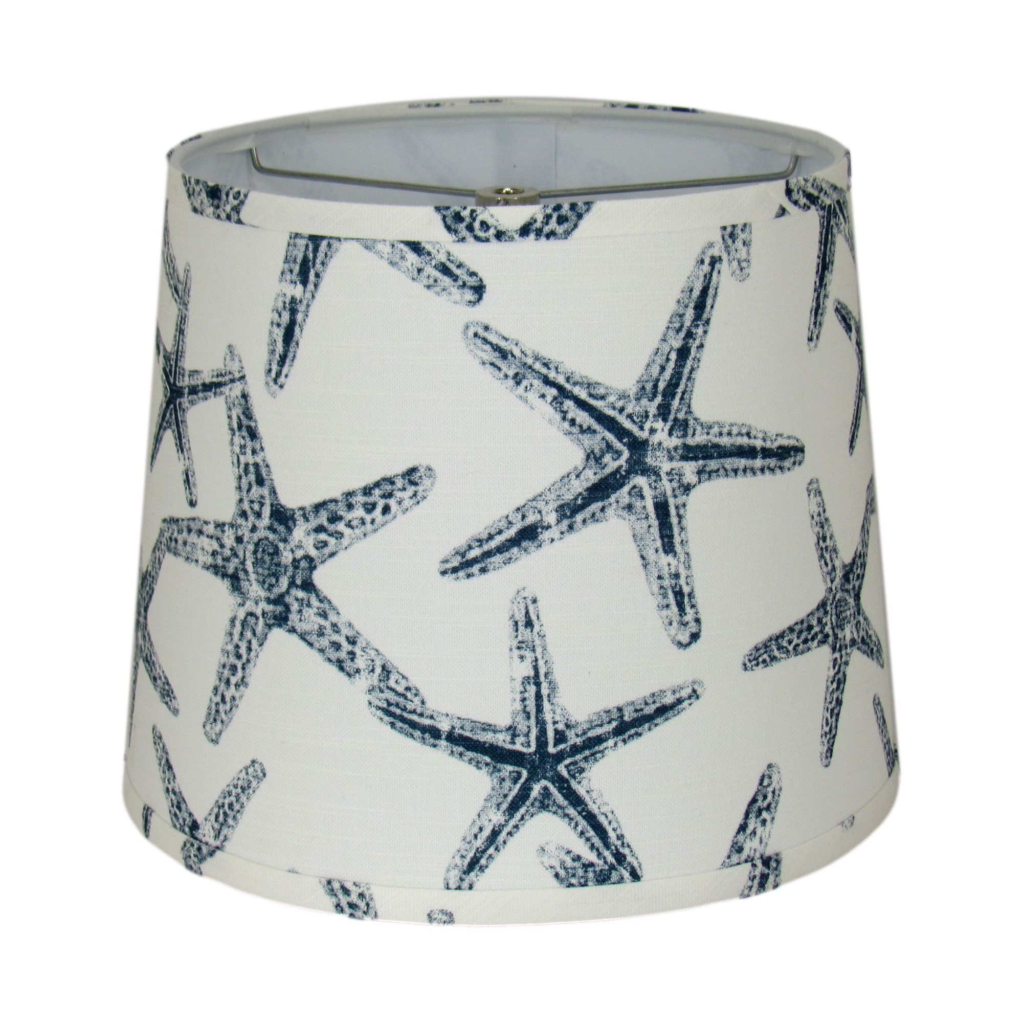 Beachcrest Home™ Coastal Starfish Lamp Shade – Nautical Beach Decor, White & Blue Drum Shade For ...
