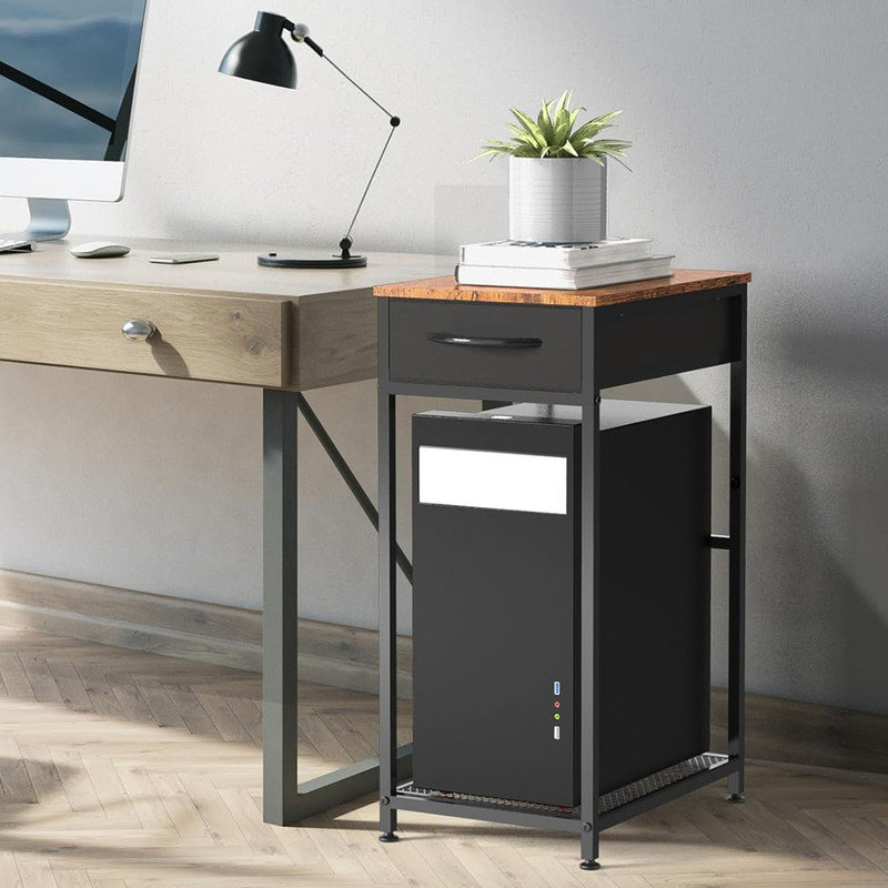 AMIZOY Computer Tower Stand PC Tower Stand with Storage Drawer 2 Tier ...