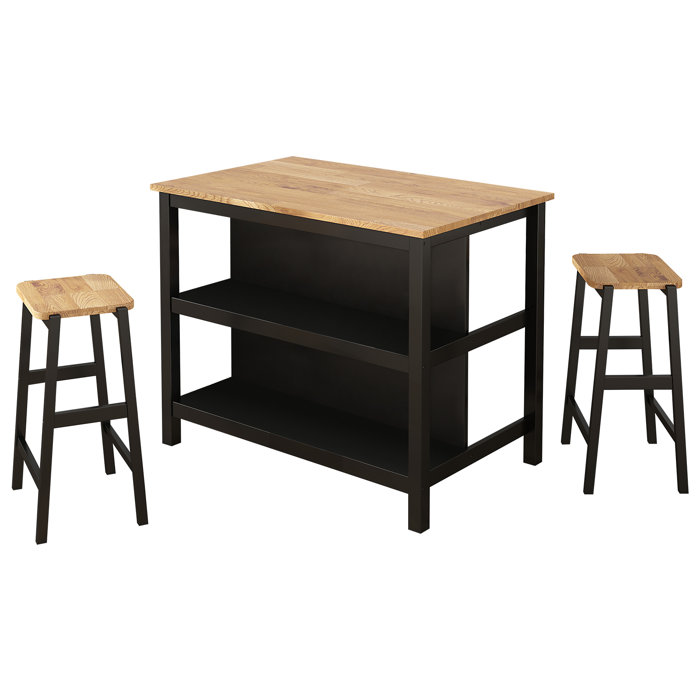 Latitude Run® Nadbus 43.3" Solid Wood Kitchen Island Set | Wayfair