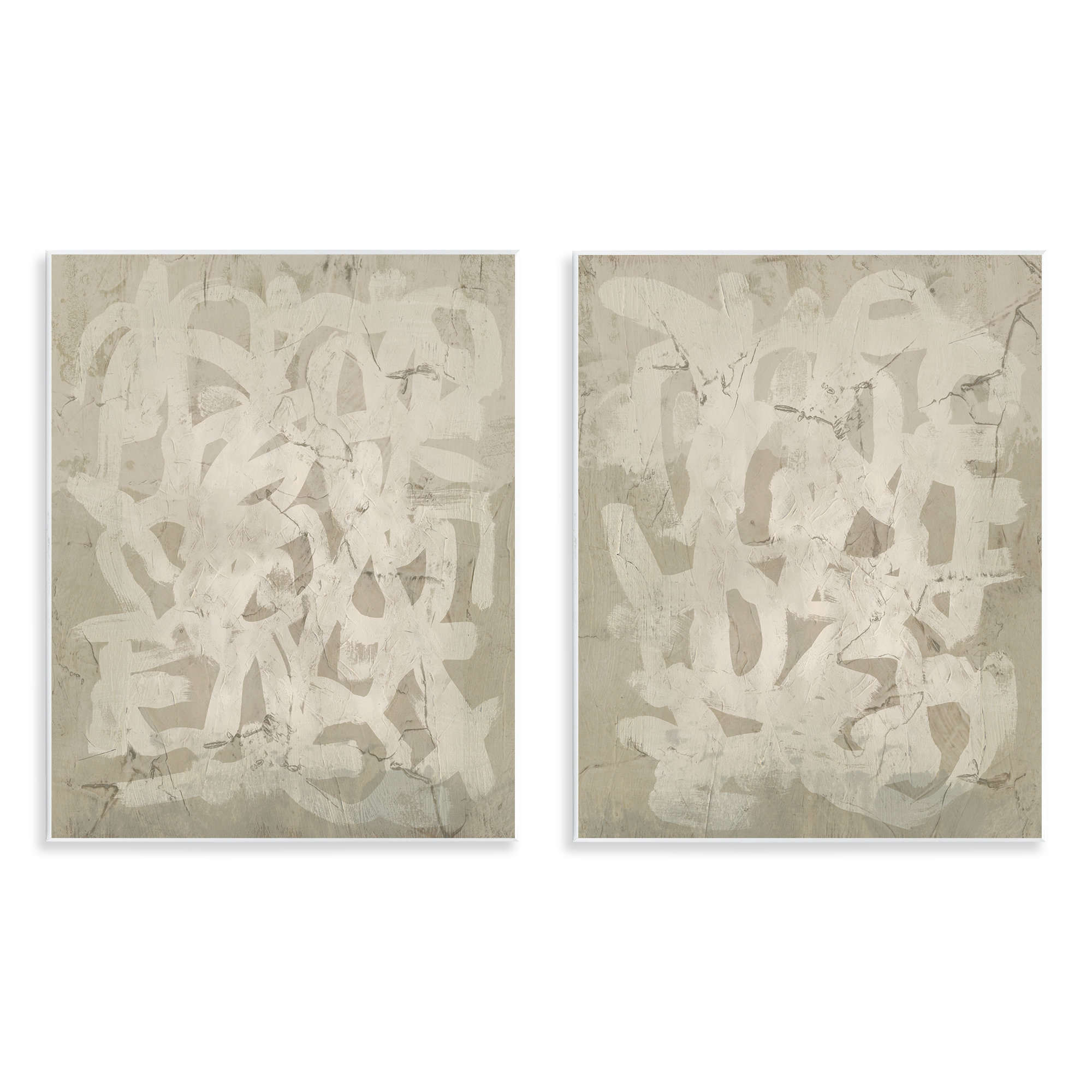 George Oliver Beige Neutral Brutalist Style 2 PC Wall Plaque Art Set by ...