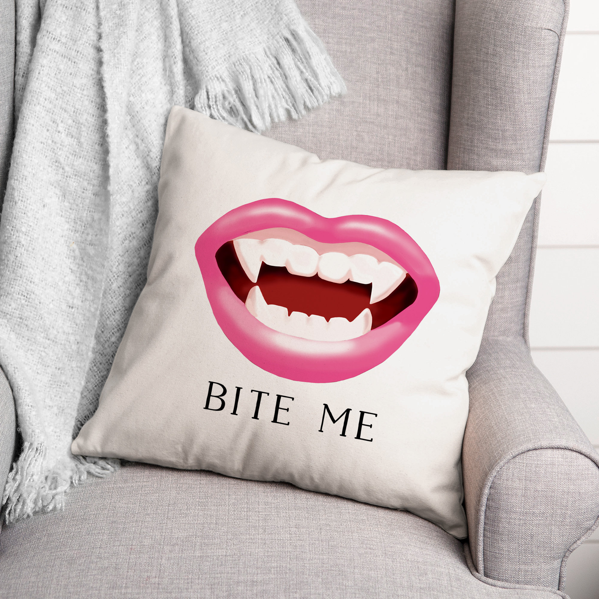 Designs Direct Creative Group Bite Me Vampire Square Pillow Cover ...