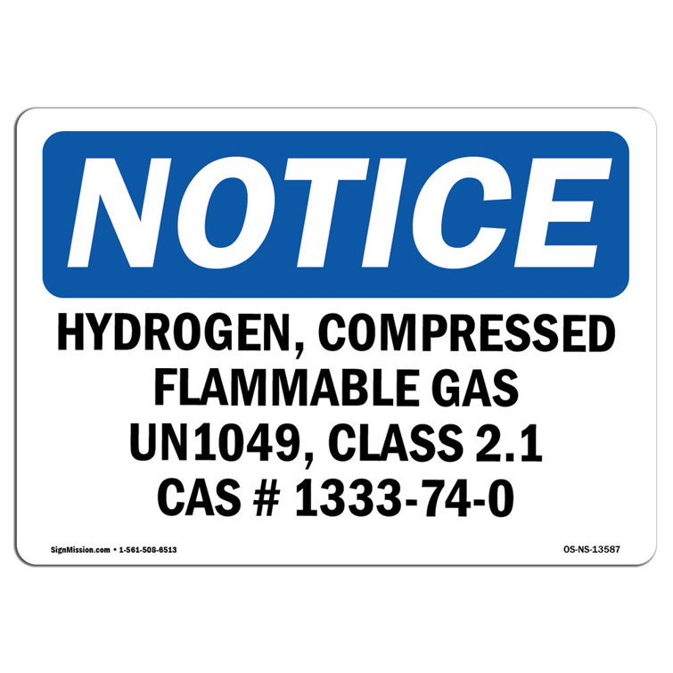 SignMission Hydrogen Compressed Flammable Gas Un1049 Sign | Wayfair