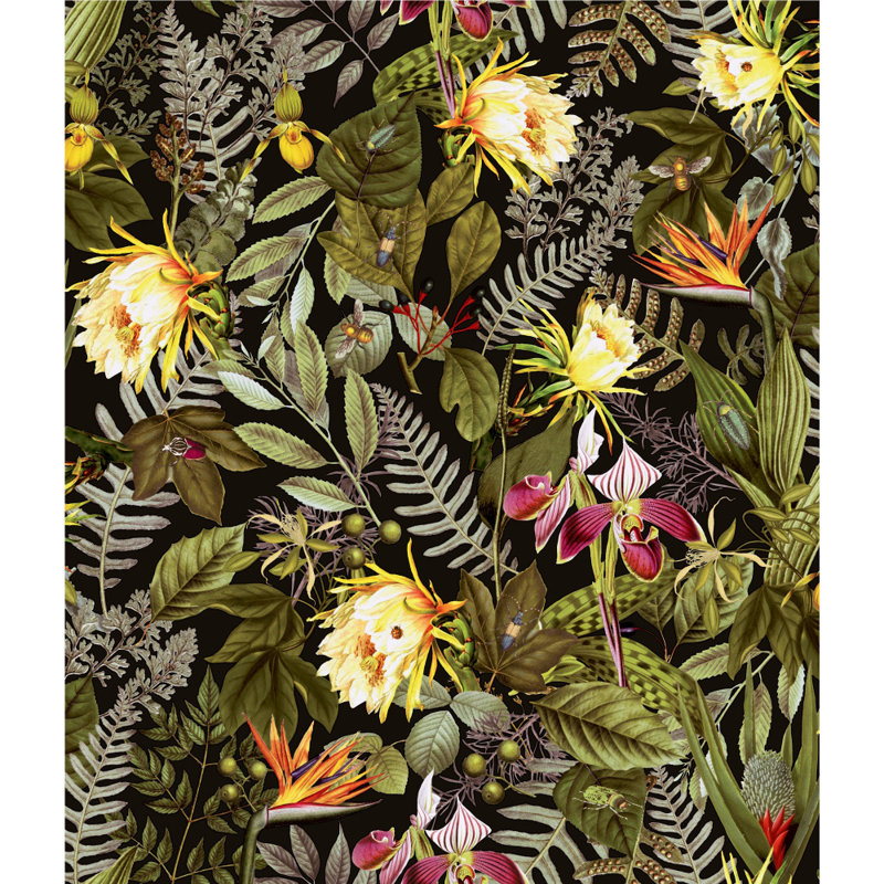 Bay Isle Home™ Mader Tropical Flowers 16.5' L x 20.5" W Peel and Stick ...